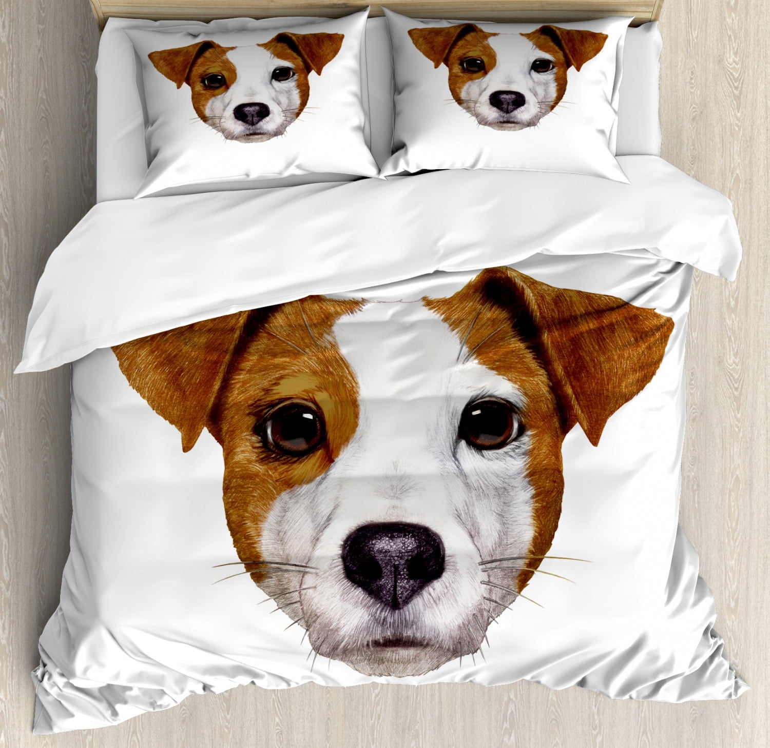Jack Russell Duvet Cover Set Queen Size, Detailed Portrait of Hand ...