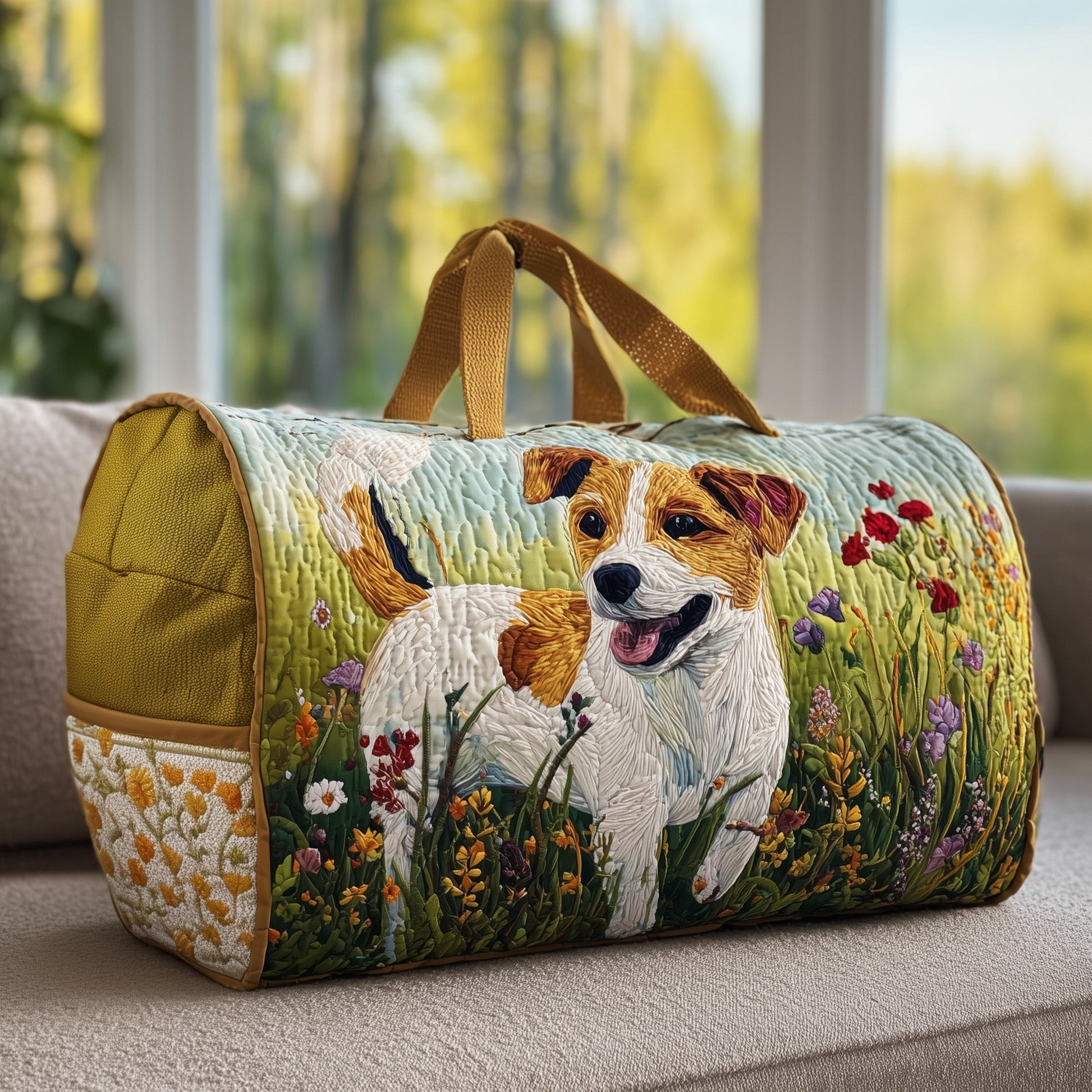 Jack Russell Quilted Duffle Bag, Quited Travel Tote Bag, Quited ...
