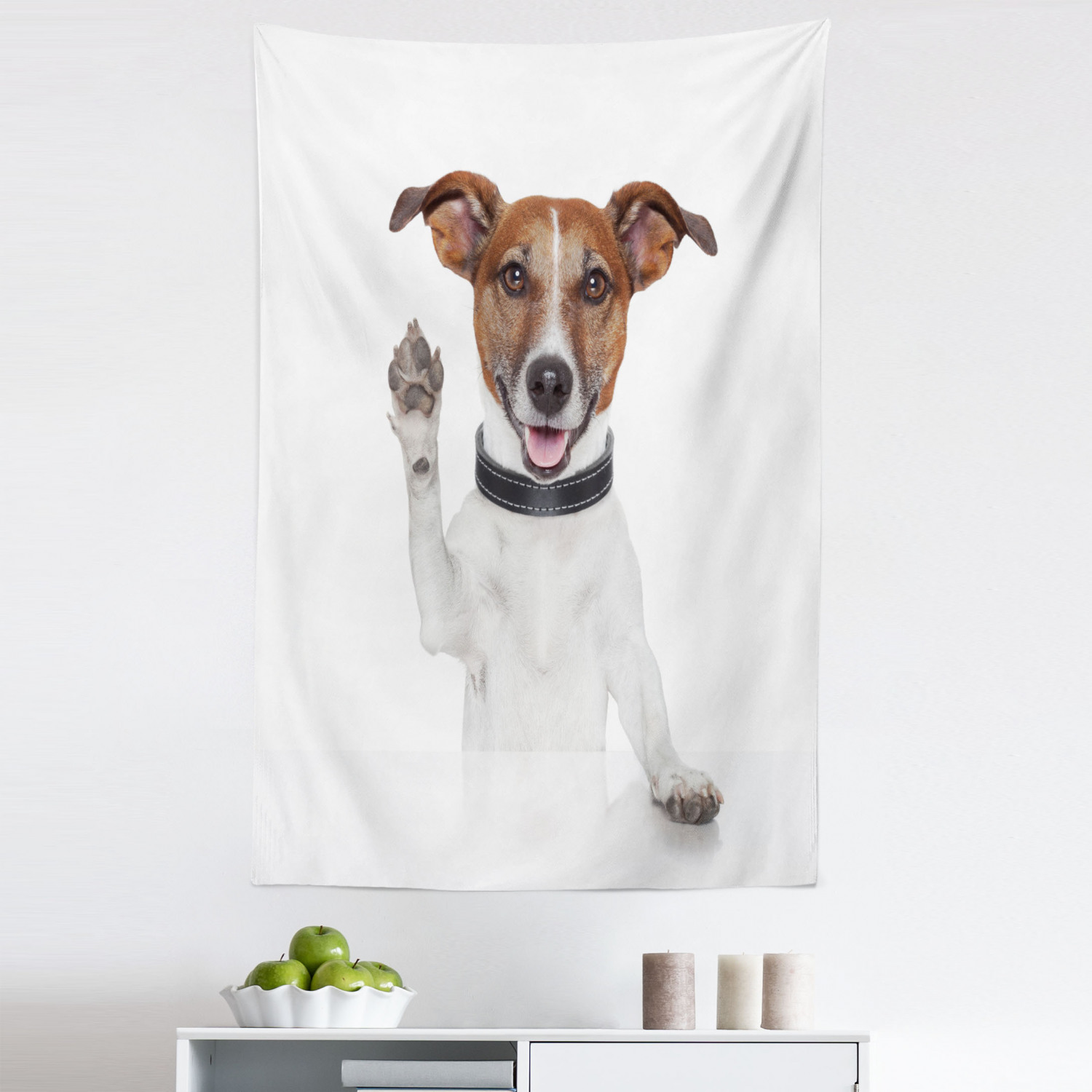 Jack Russell Tapestry, Waving High Fiving Dog Animal Lover Themed ...