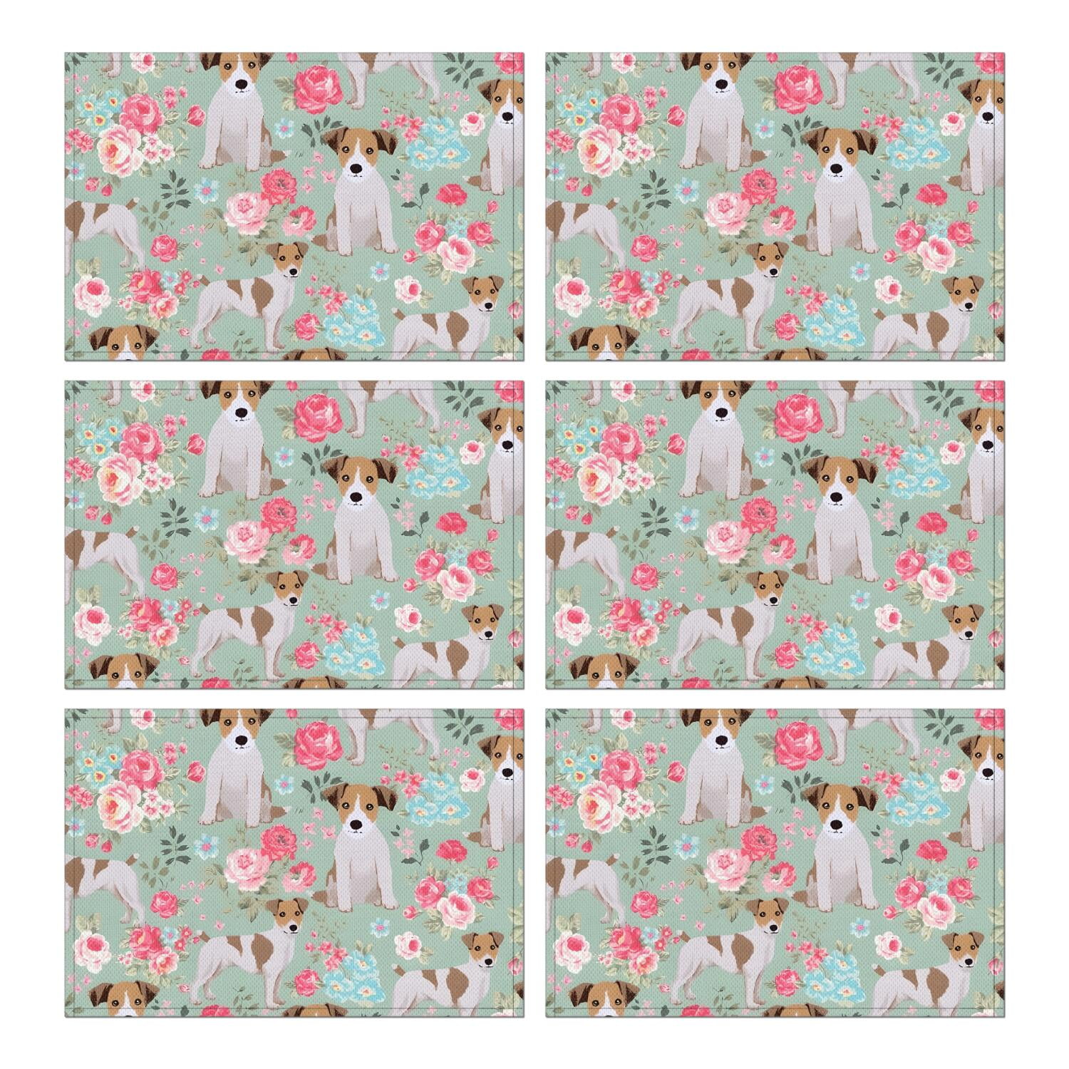 Jack Russell Terrier Dog and Flower Summer Placemats Table Placemats ...