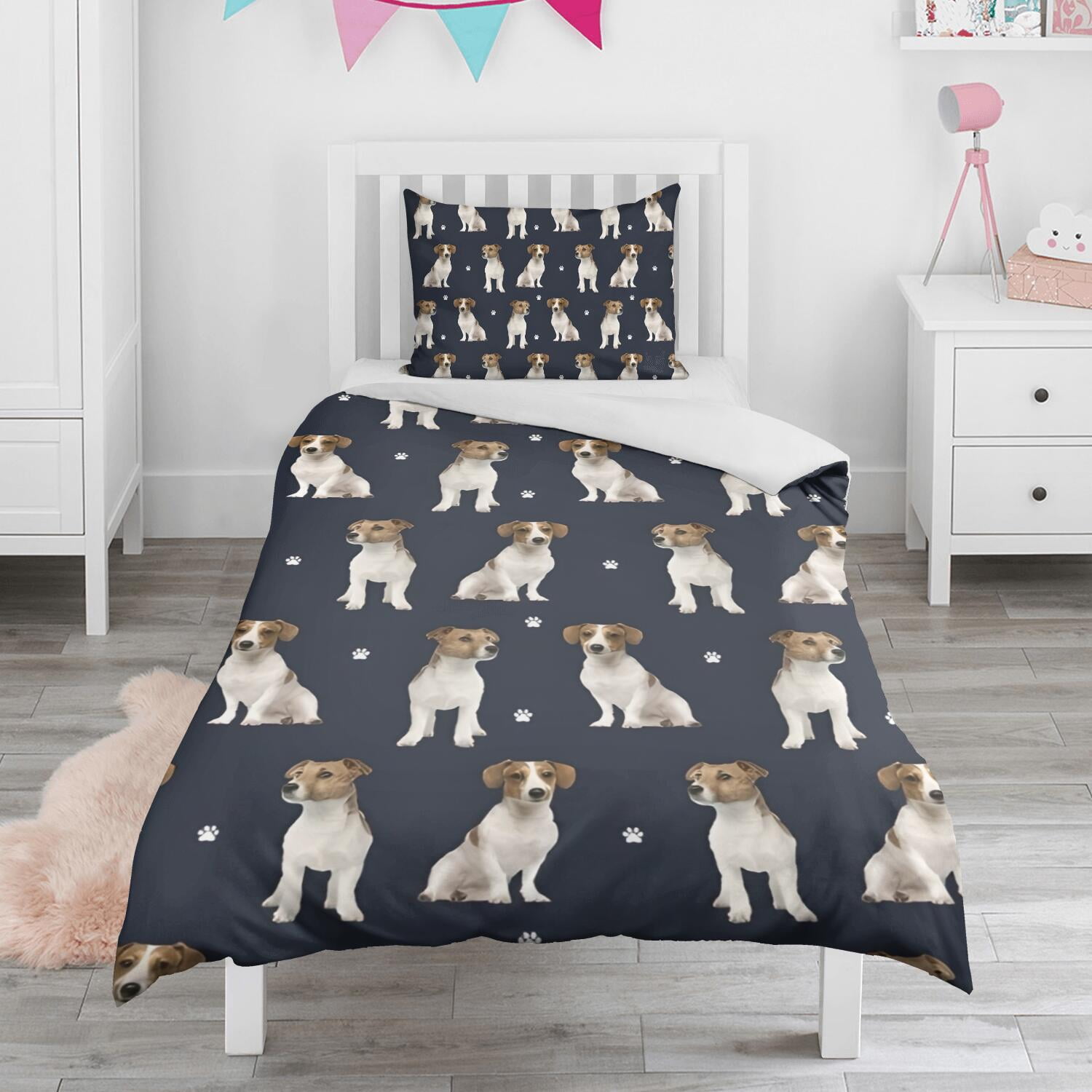 Jack Russell Terrier Duvet Cover and Pillowcase Set for Single Bedding ...