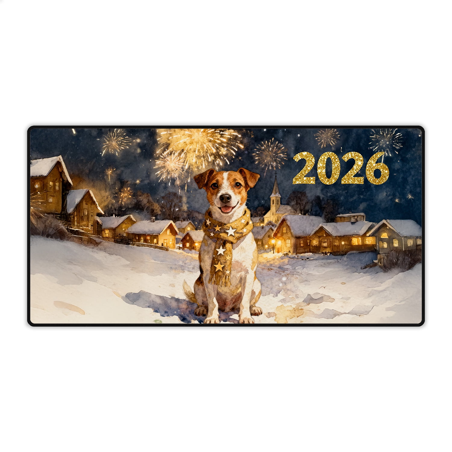 Jack Russell Terrier Happy New Year 2026 with Fireworks on New Year's ...
