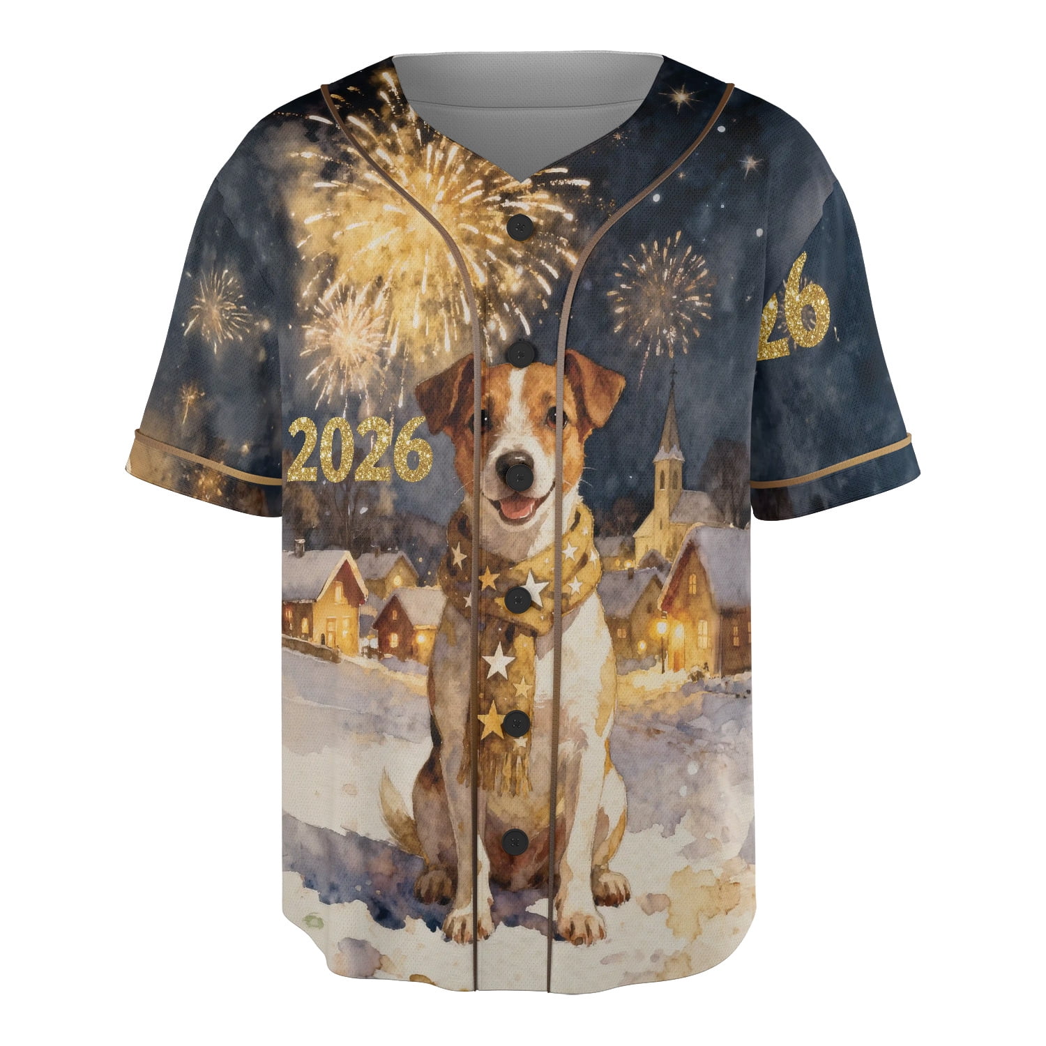 Jack Russell Terrier Happy New Year 2026 with Fireworks on New Year's ...
