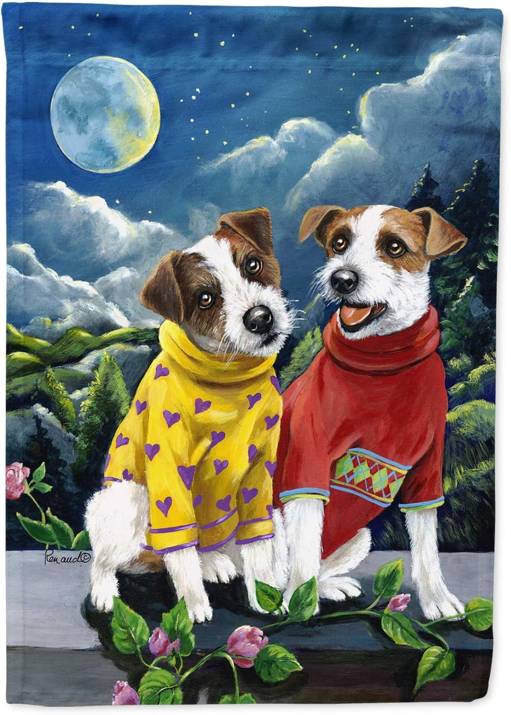 Jack Russell Terrier Moon Phase Garden Flag Mailbox Flag Decorative ...