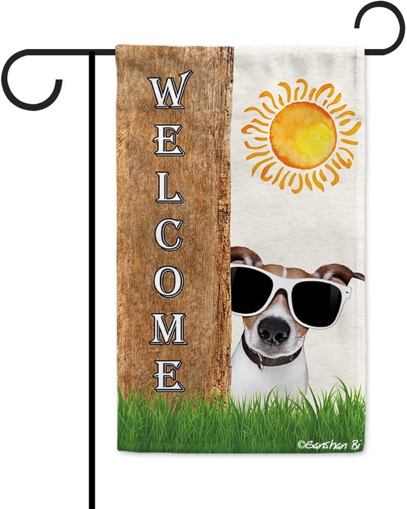 Jack Russell Terrier Spring Summer Welcome Garden Flag Dog Hides Behind ...