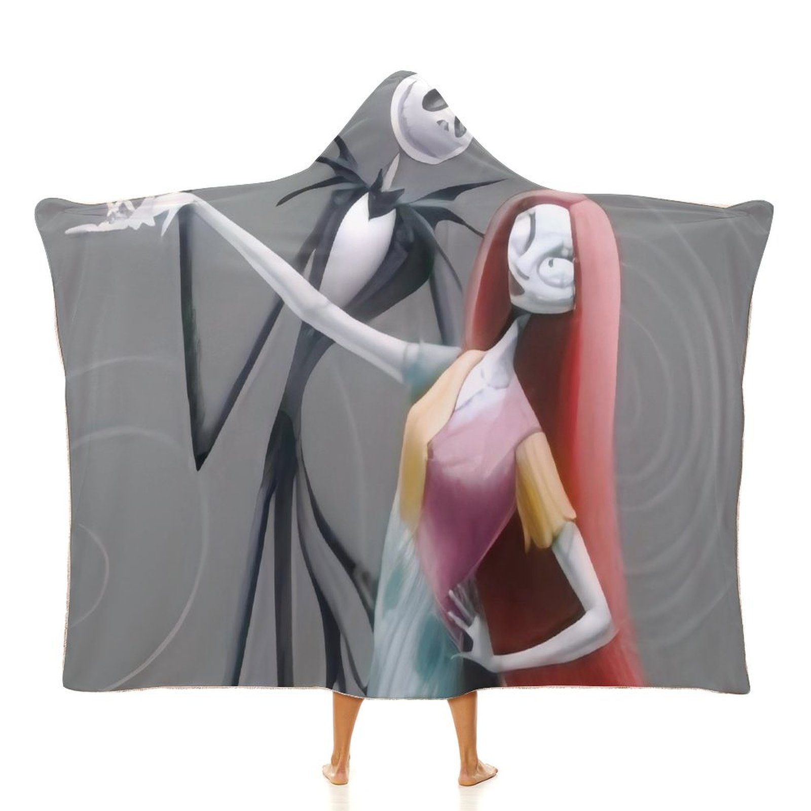 Jack And Sally Halloween Hooded Blanket Poncho Wearable Blanket Wrap ...