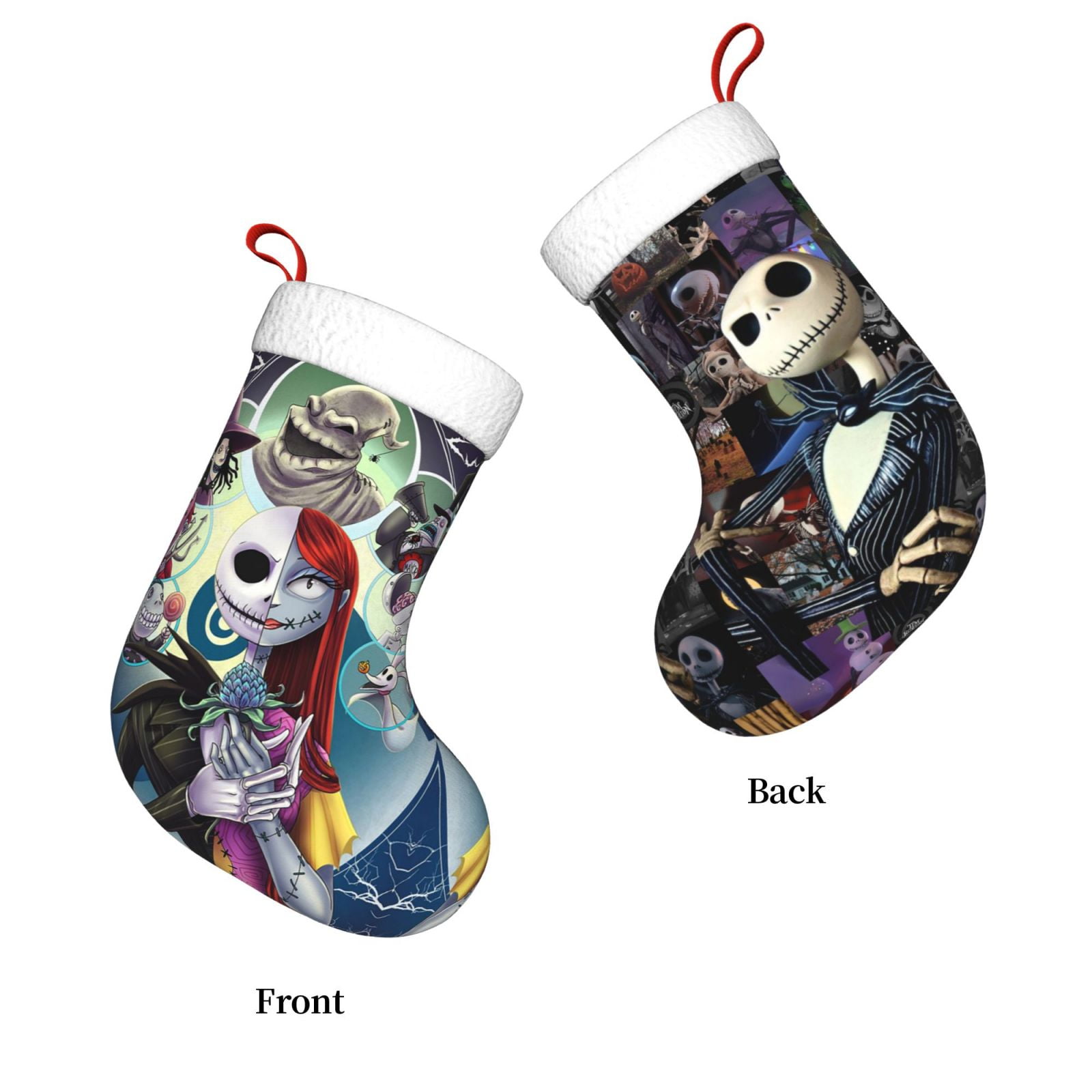 Jack Sally Nightmare Christmas Stockings Cuff Xmas Stockings for Stairs ...