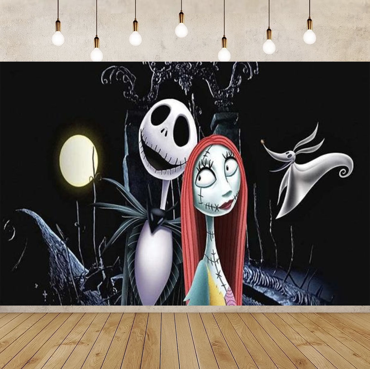 Jack and Sally themed backdrop, 60×40 inch Jack and Sally birthday ...