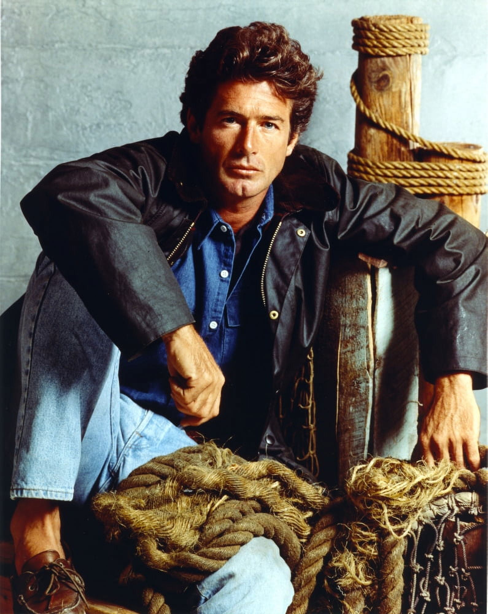 Jack Scalia in Jeans and Black Jacket Portrait Photo Print (24 x 30) - Walmart.com