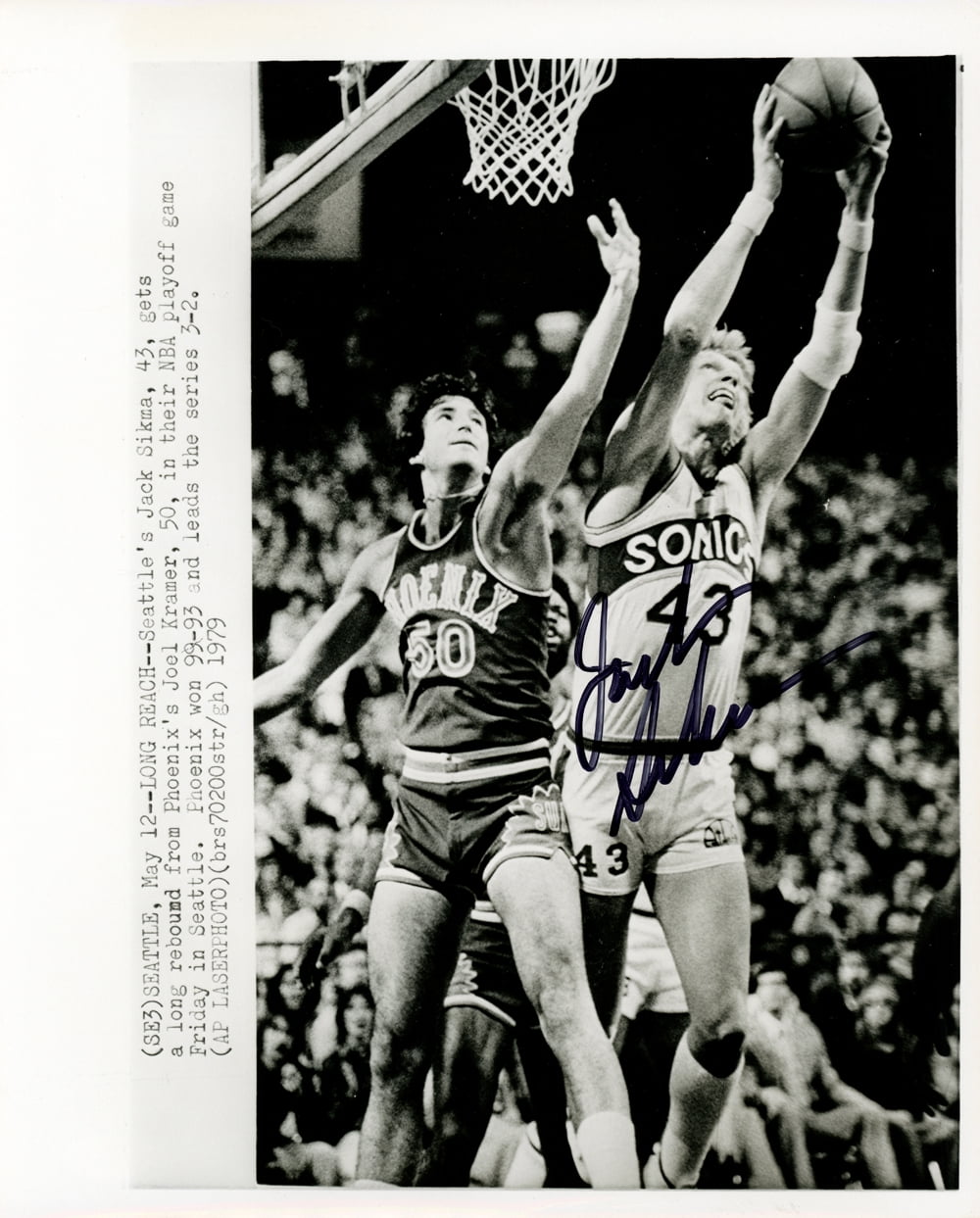 Jack Sikma Autographed 8x10 Wire Photo Seattle Supersonics MCS Holo ...