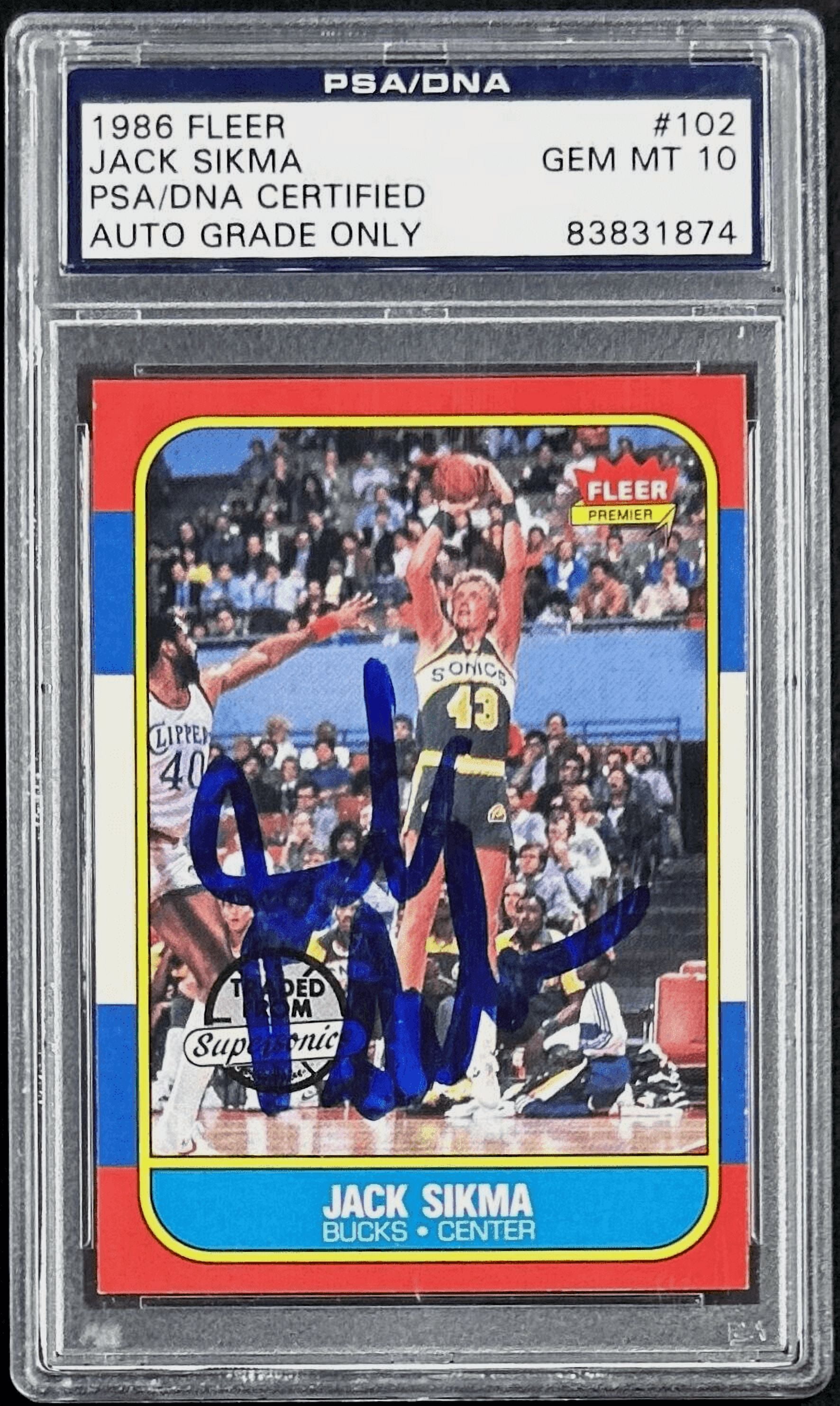 Jack Sikma Signed 1986-87 NBA Fleer Card #102 PSA/DNA 83831874 Bucks ...