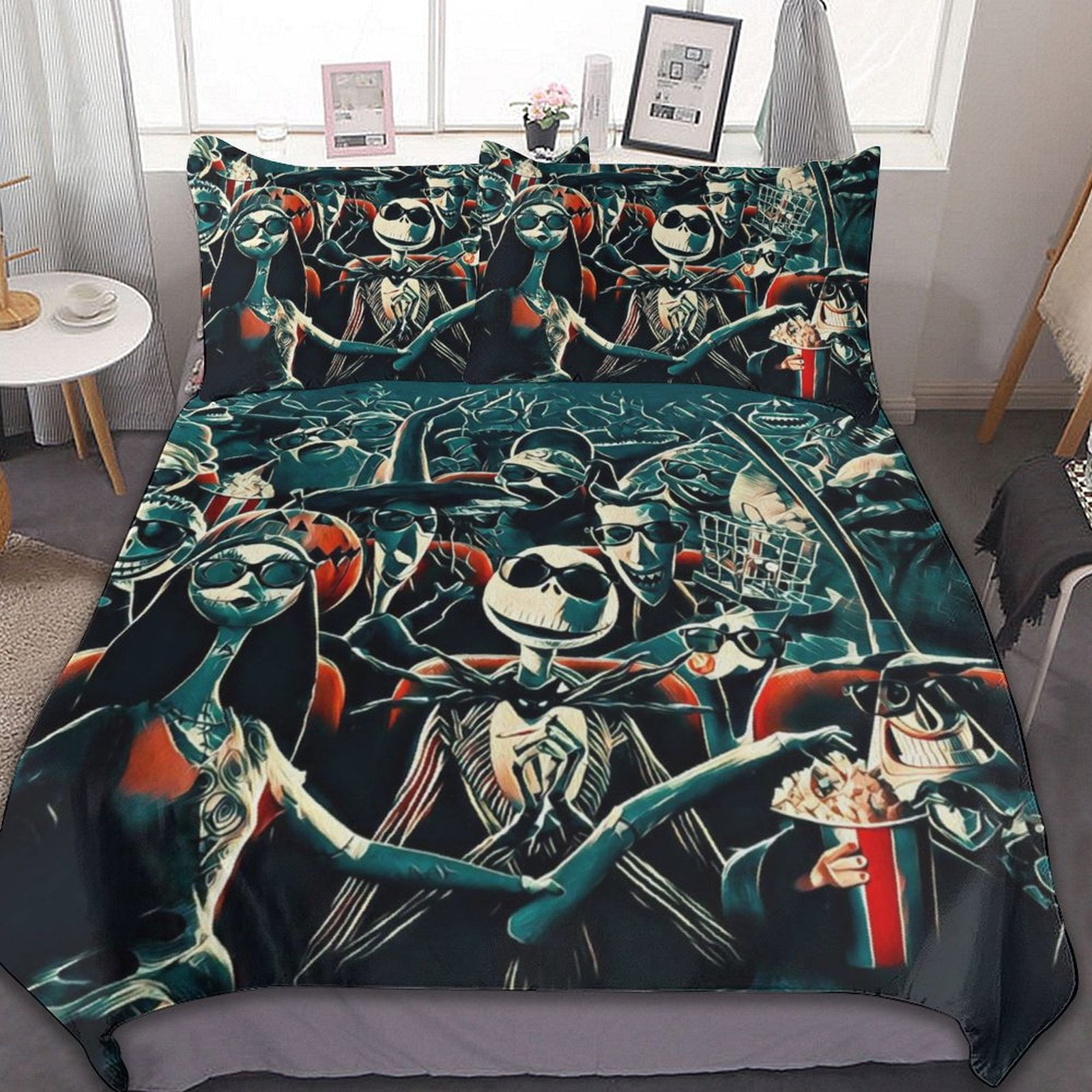Jack Skellington 3 Piece Bedding Sets Decor Comforter Sets With One Duvet Cover Two Pillow Shams ...
