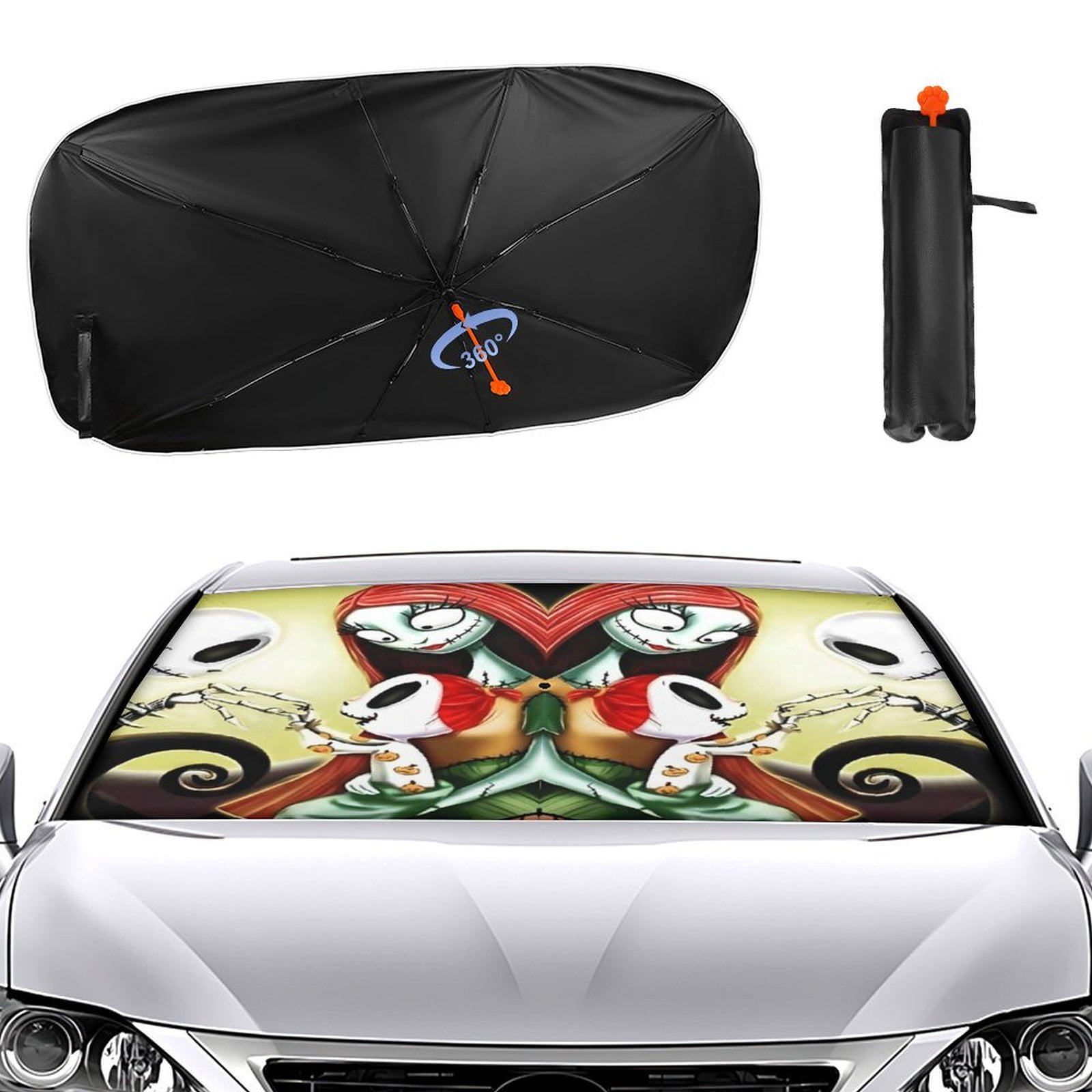 Jack-Skellington Car Sun Shade Umbrella, Car Shade Front Windshield Sun ...