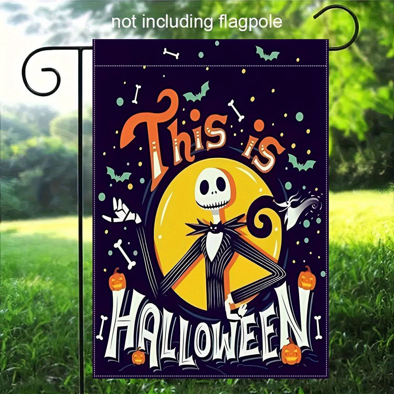 Jack Skellington Cartoon Garden Flag , No Power Needed, Perfect for Halloween & Christmas ...