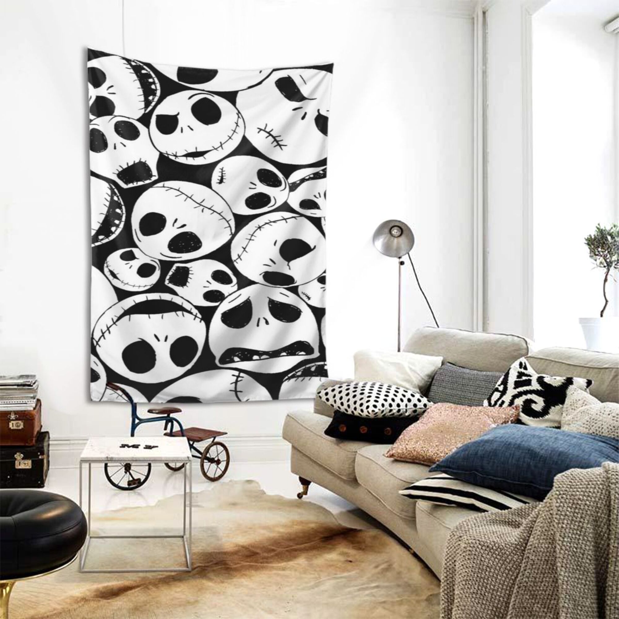 Jack Skellington Cartoon Tapestry Large Wall Art Tapestries Background ...