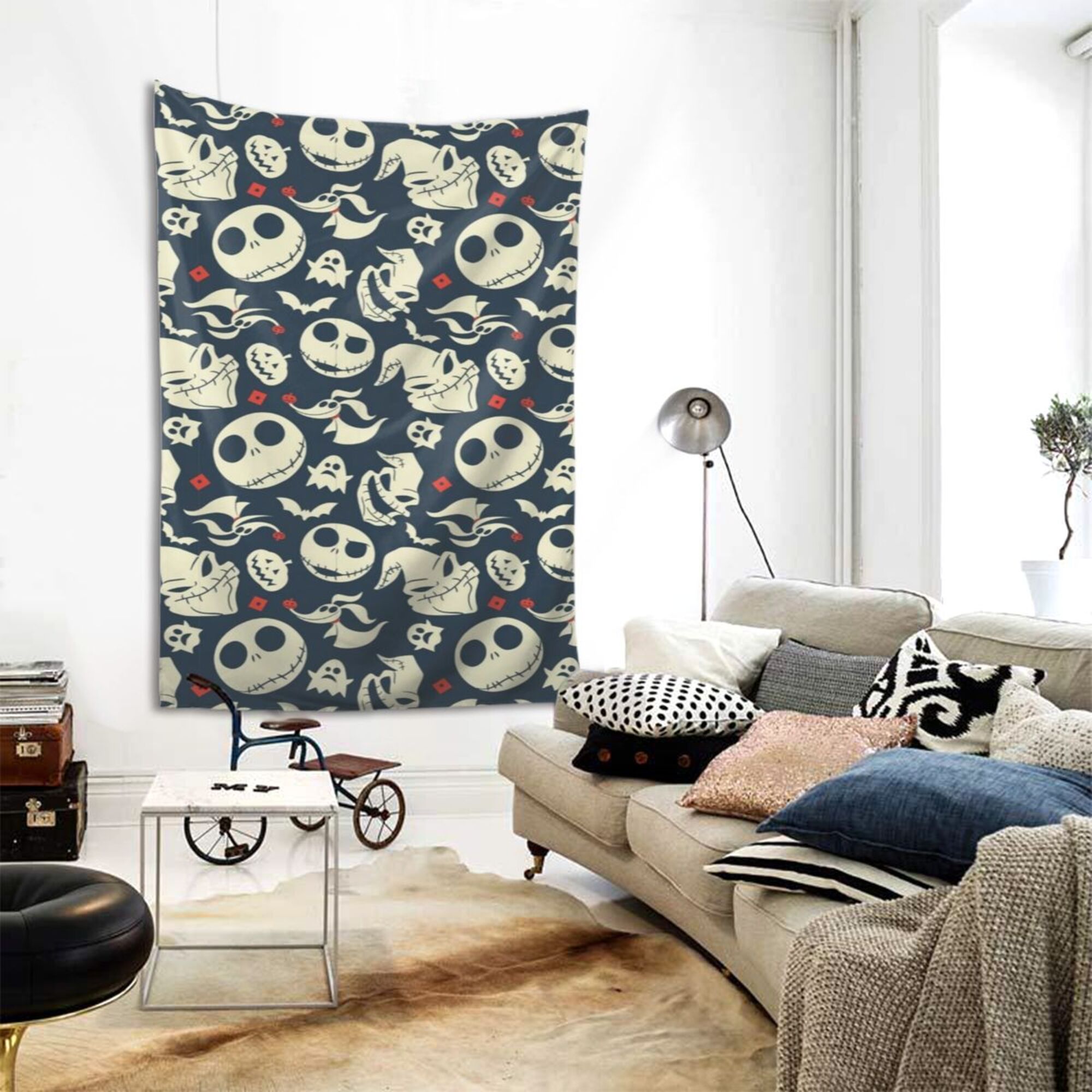 Jack Skellington Cartoon Tapestry Large Wall Art Tapestries Background ...