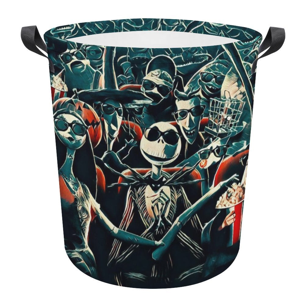 Jack Skellington Circular Laundry Hamper Foldable Large Storage Baskets ...