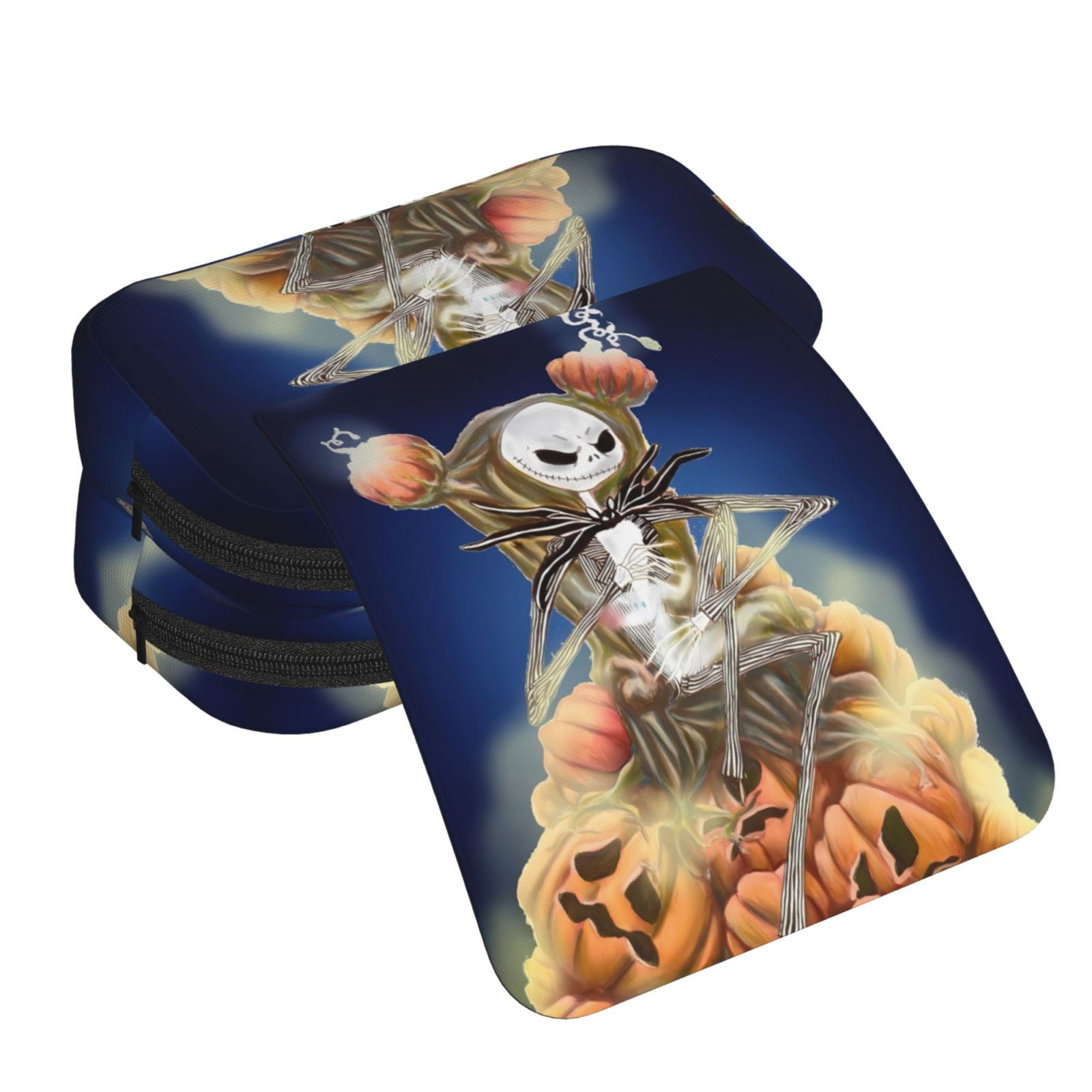 Jack-Skellington Double Foldable Pencil Case, Double Zipper Large ...