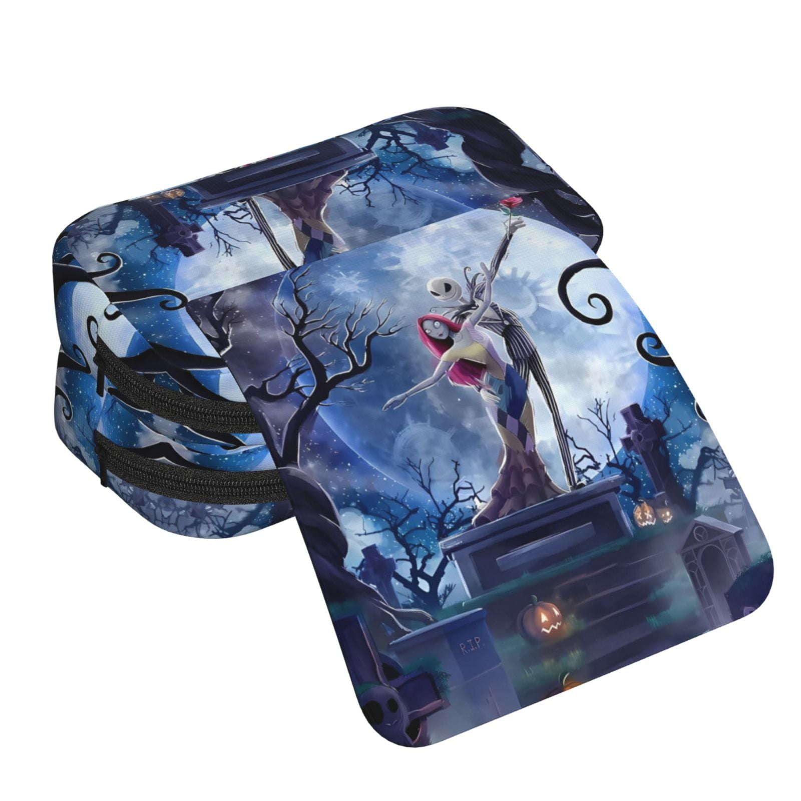 Jack-Skellington Double Foldable Pencil Case, Double Zipper Large ...