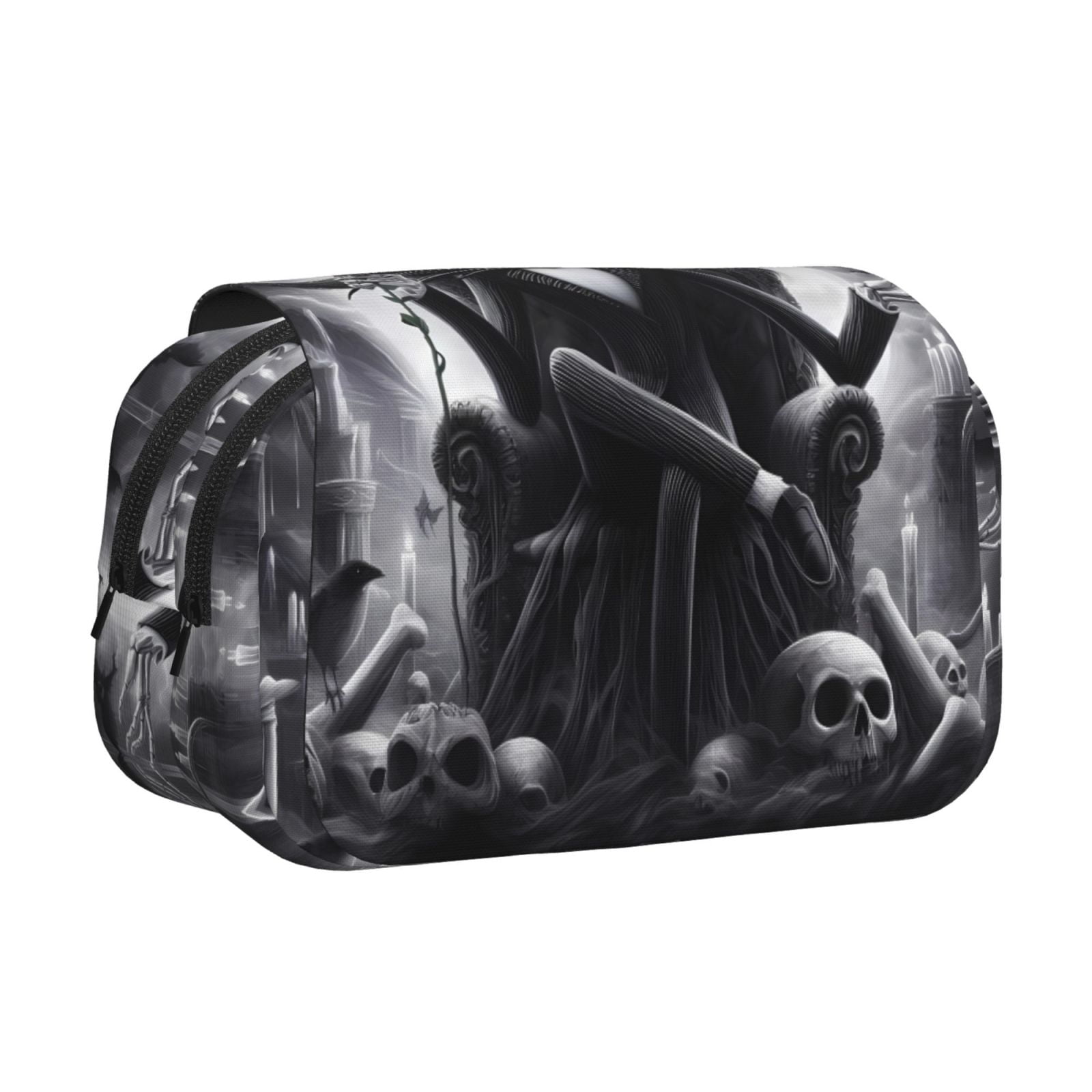 Jack-Skellington Double Foldable Pencil Case, Double Zipper Large ...