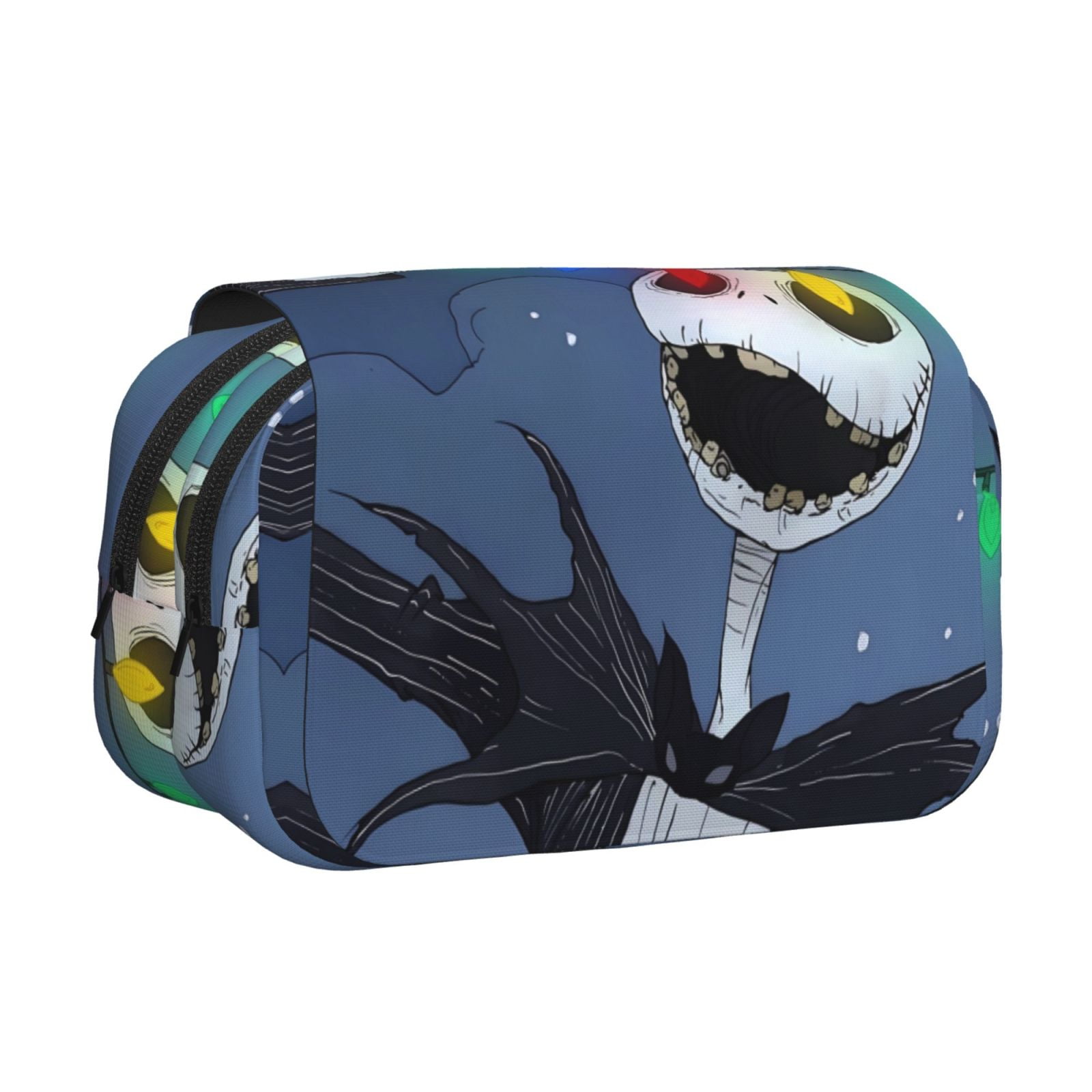 Jack-Skellington Double Foldable Pencil Case, Double Zipper Large ...