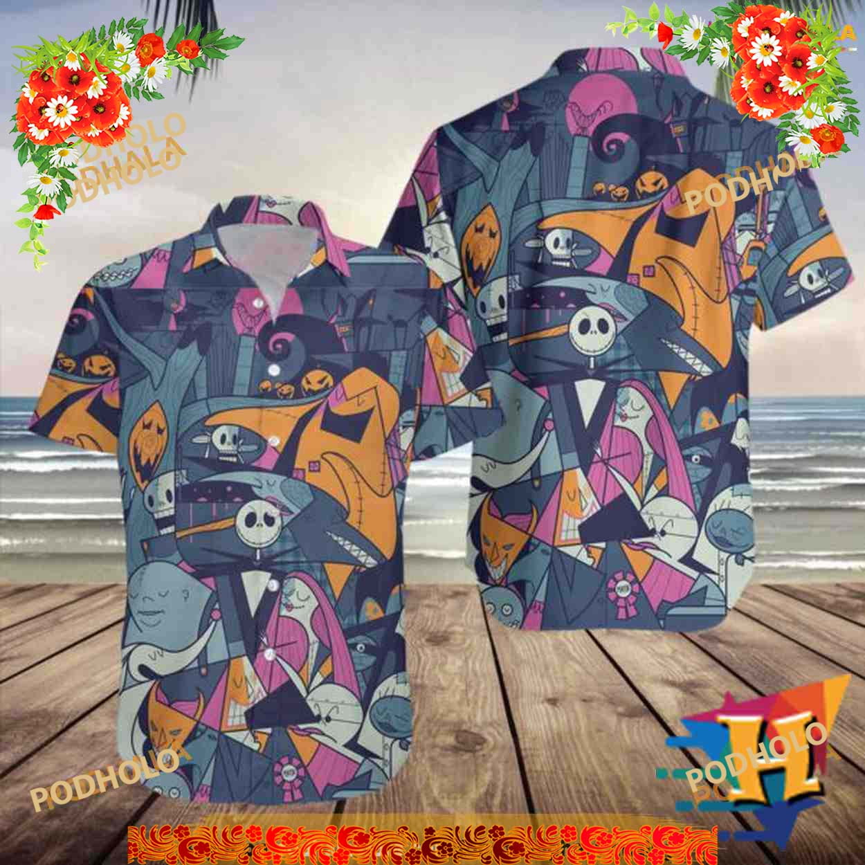 Jack Skellington Halloween Tropical Shirt, Mens Christmas Hawaiian ...