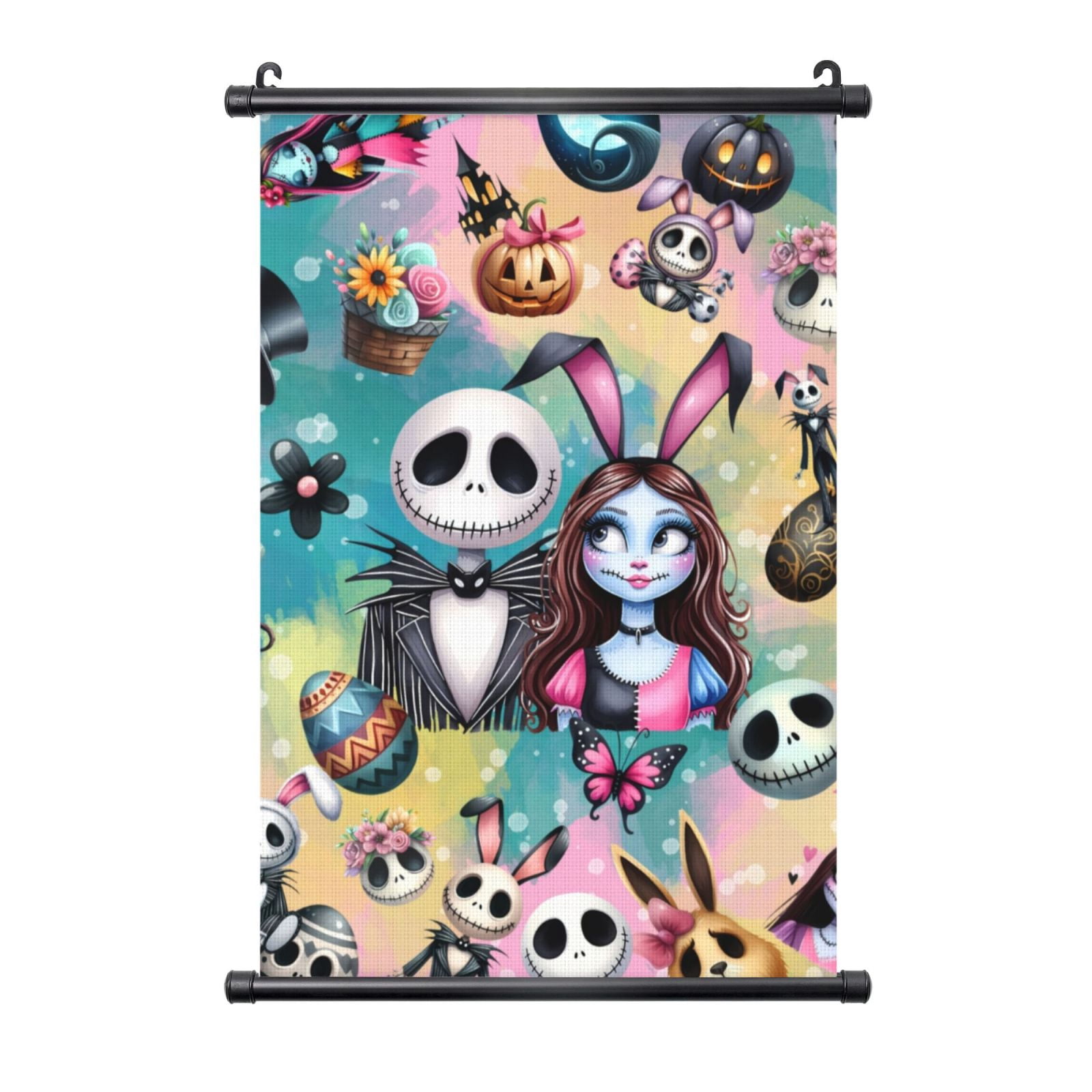 Jack Skellington Hanging Poster, Black Plastic Shaft Wall Hanging ...