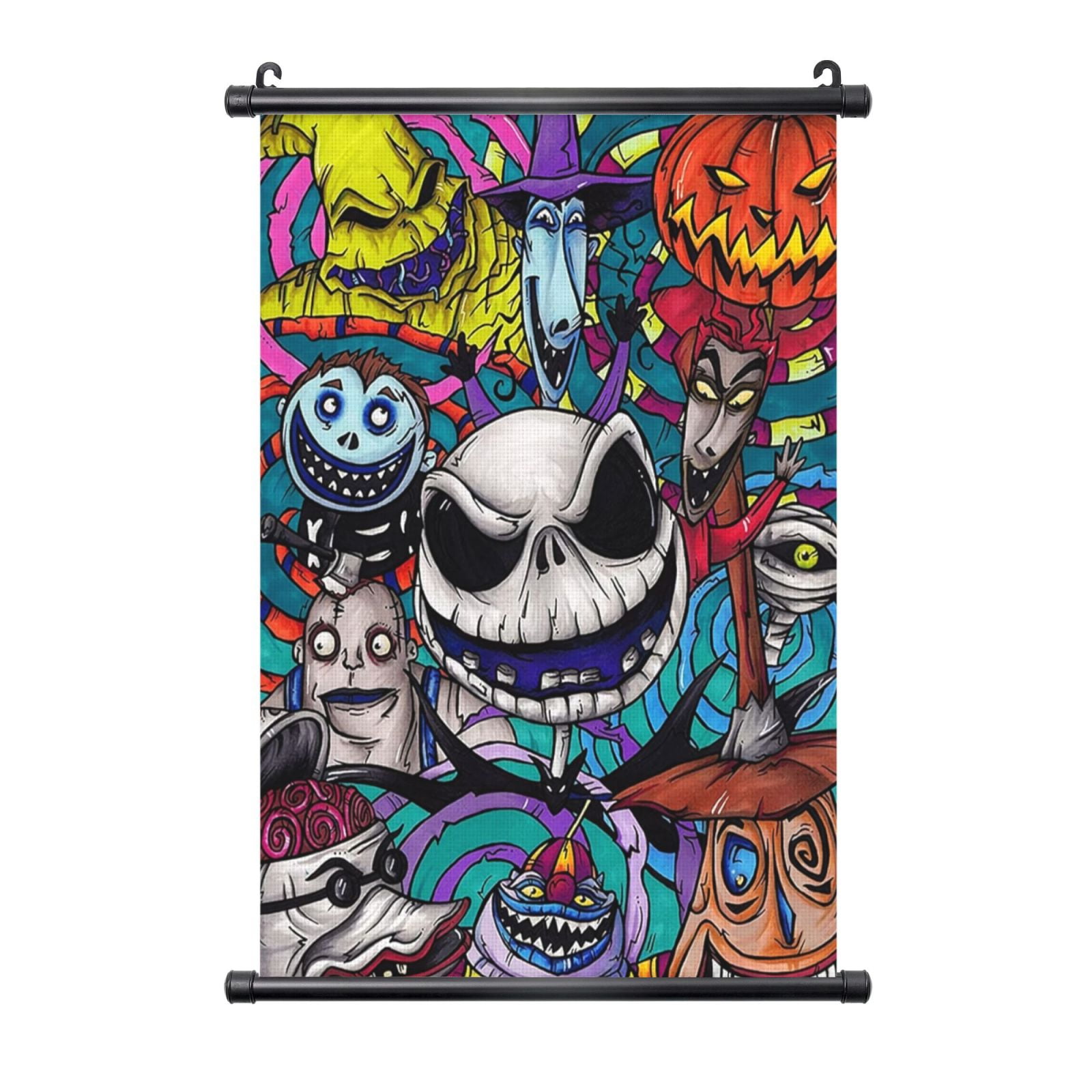 Jack Skellington Hanging Poster, Black Plastic Shaft Wall Hanging ...