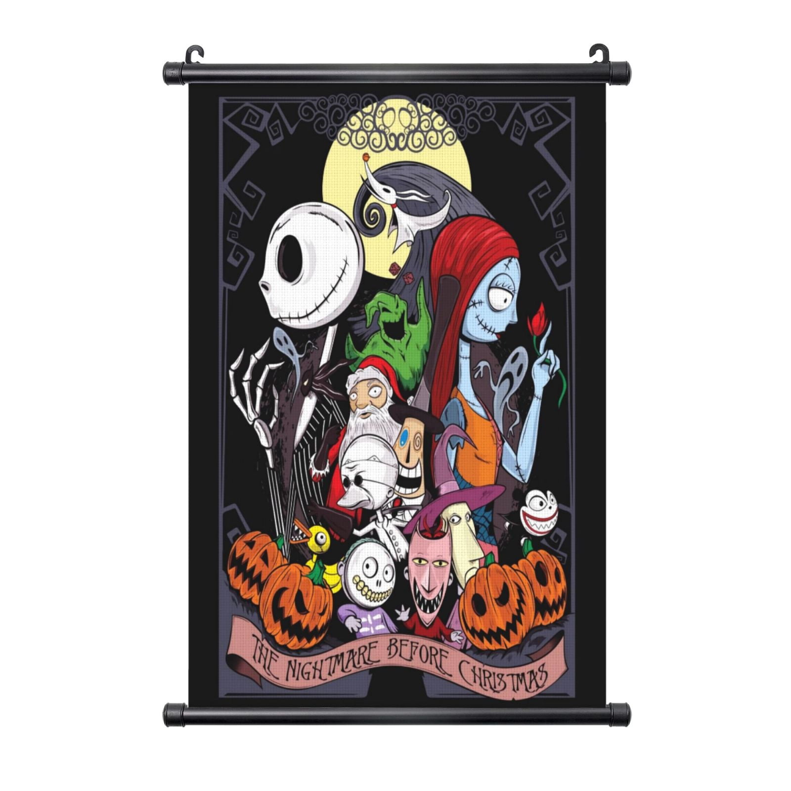 Jack Skellington Hanging Poster, Black Plastic Shaft Wall Hanging ...
