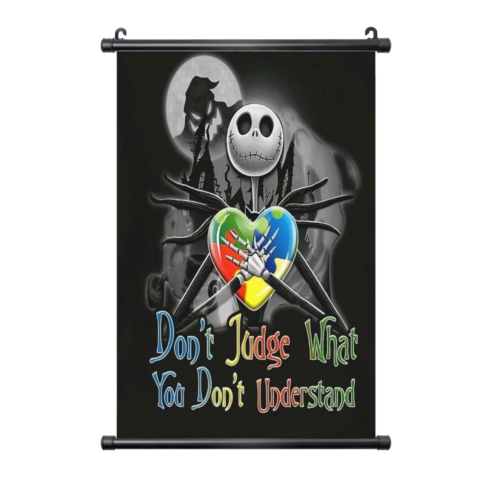 Jack Skellington Hanging Poster, Black Plastic Shaft Wall Hanging ...