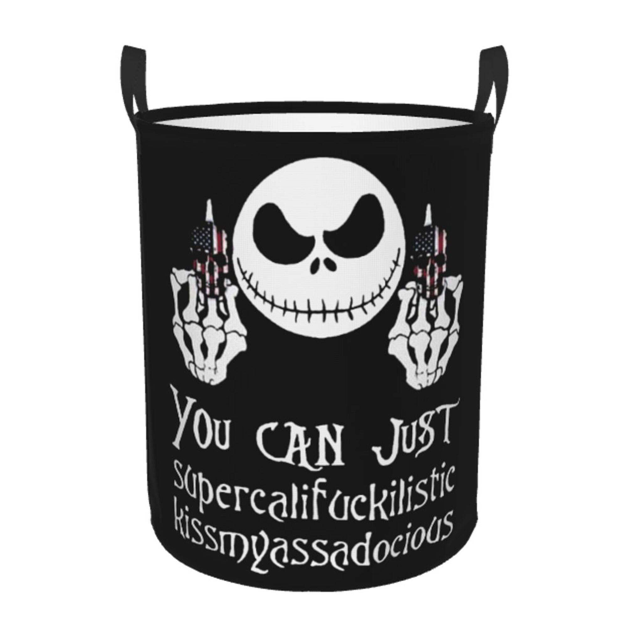 Jack Skellington Laundry Hamper With Handle Funny Waterproof Foldable ...