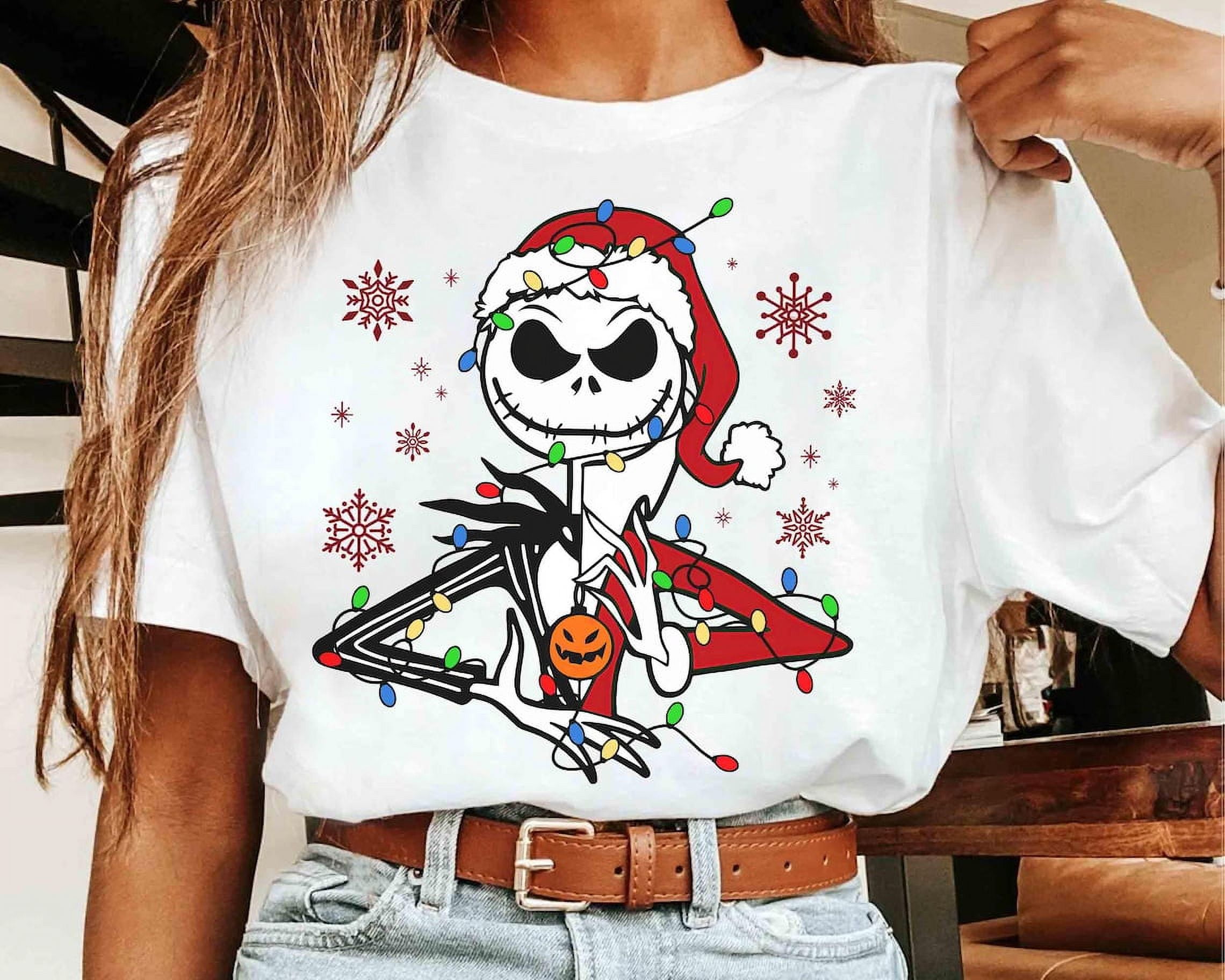 Jack Skellington Santa Claus Christmas Light T-Shirt, Nightmare Before ...