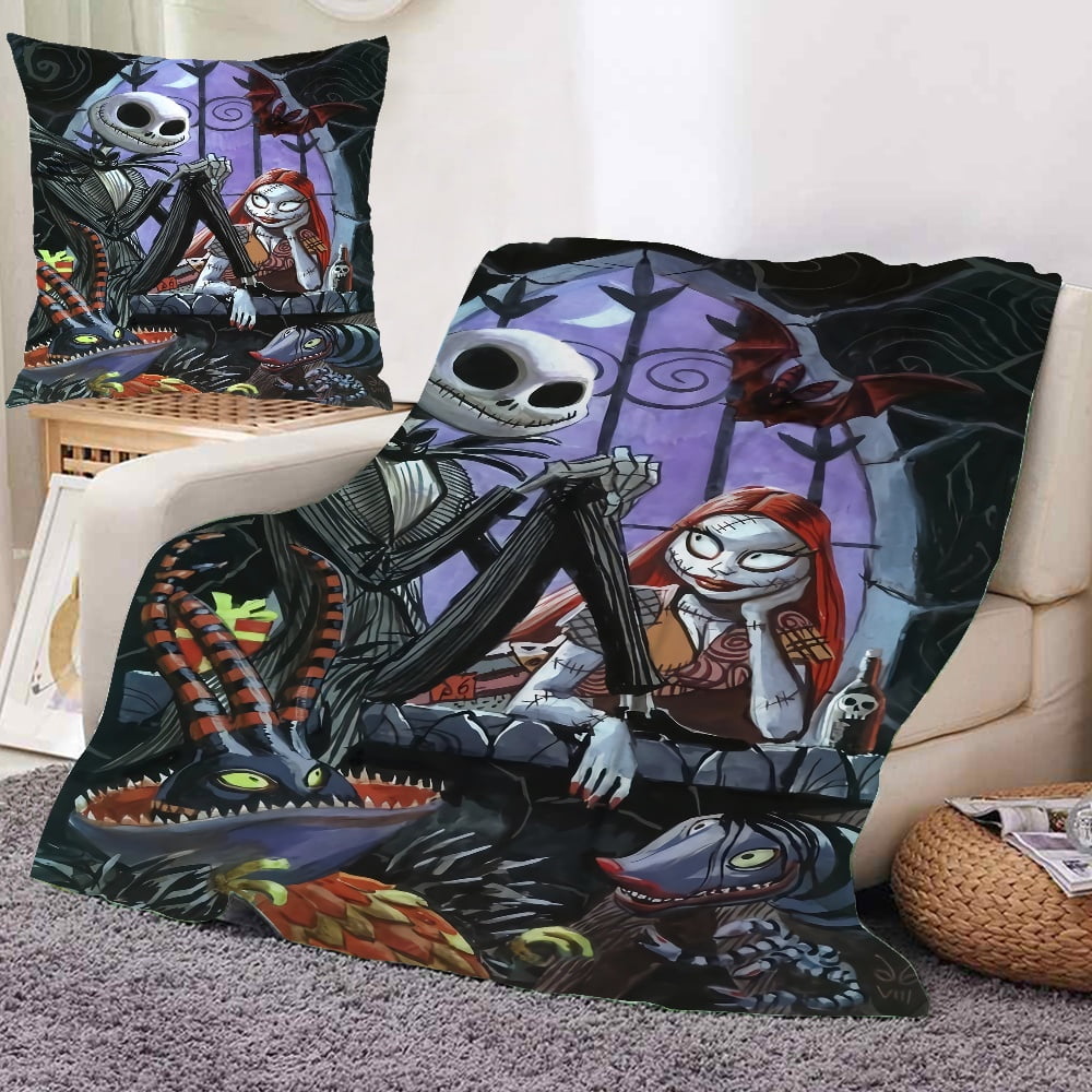 Jack Skellington Skeleton Blanket and Pillow Cover Large Fleece ...