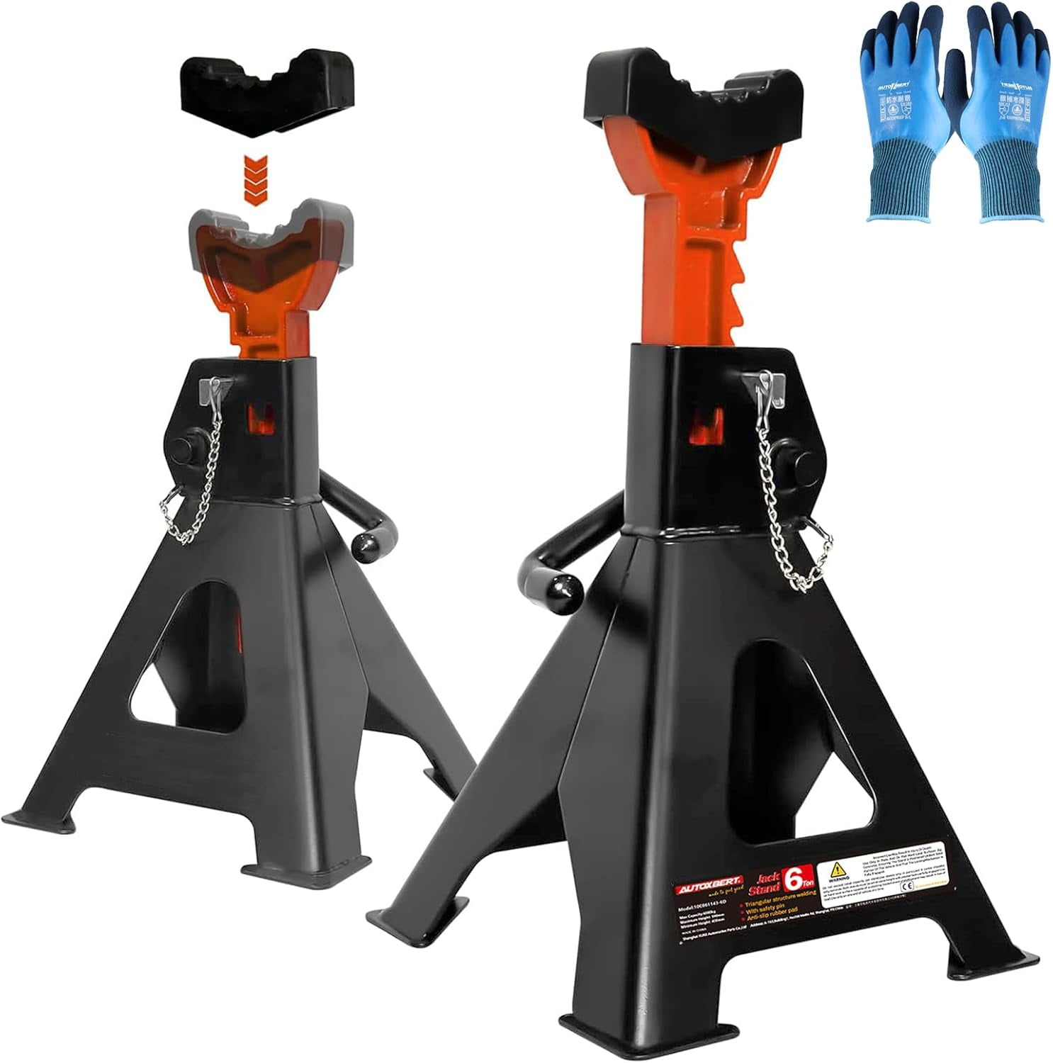 Jack Stands 6 Ton with Double Locking Pins,Rubber Pads,Large Foot Base ...