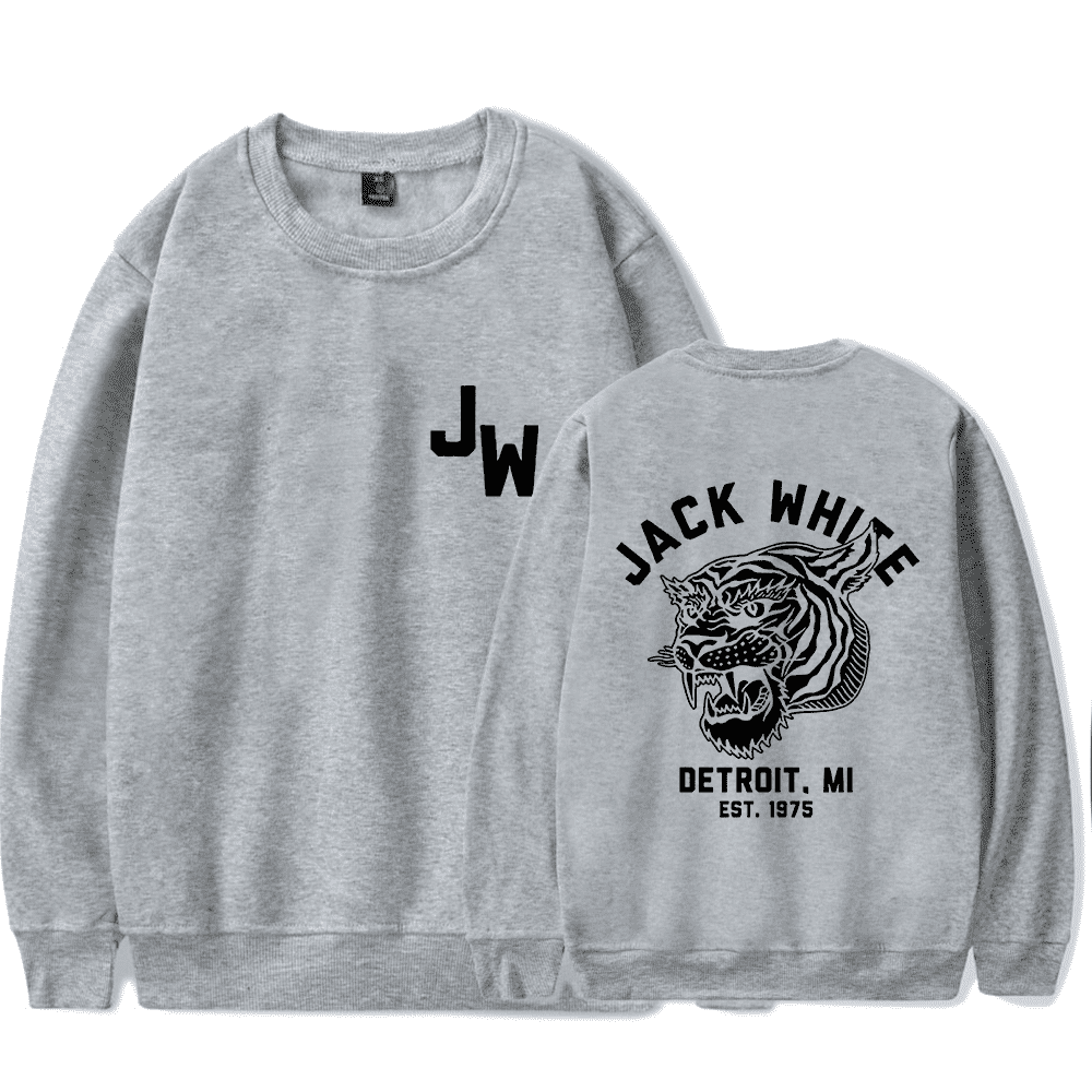 Jack White Merch Sweatshirt JW White Tiger Logo Crewneck Long Sleeves ...