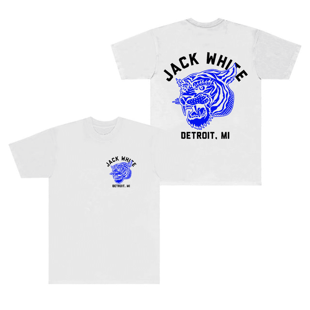 Jack White Merch T-Shirt Blue Tiger Logo Tee Short Sleeve Top T Shirts ...