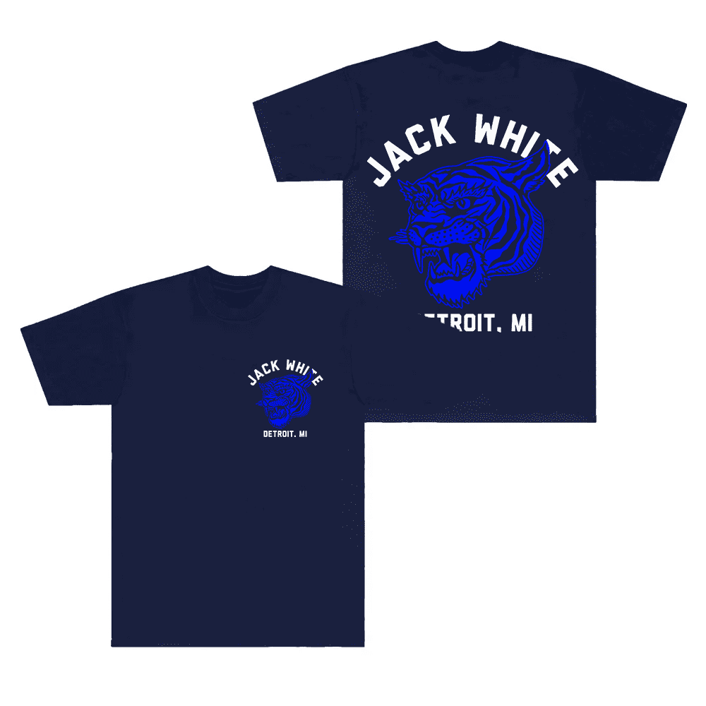 Jack White Merch T-Shirt Blue Tiger Logo Tee Short Sleeve Top T Shirts ...