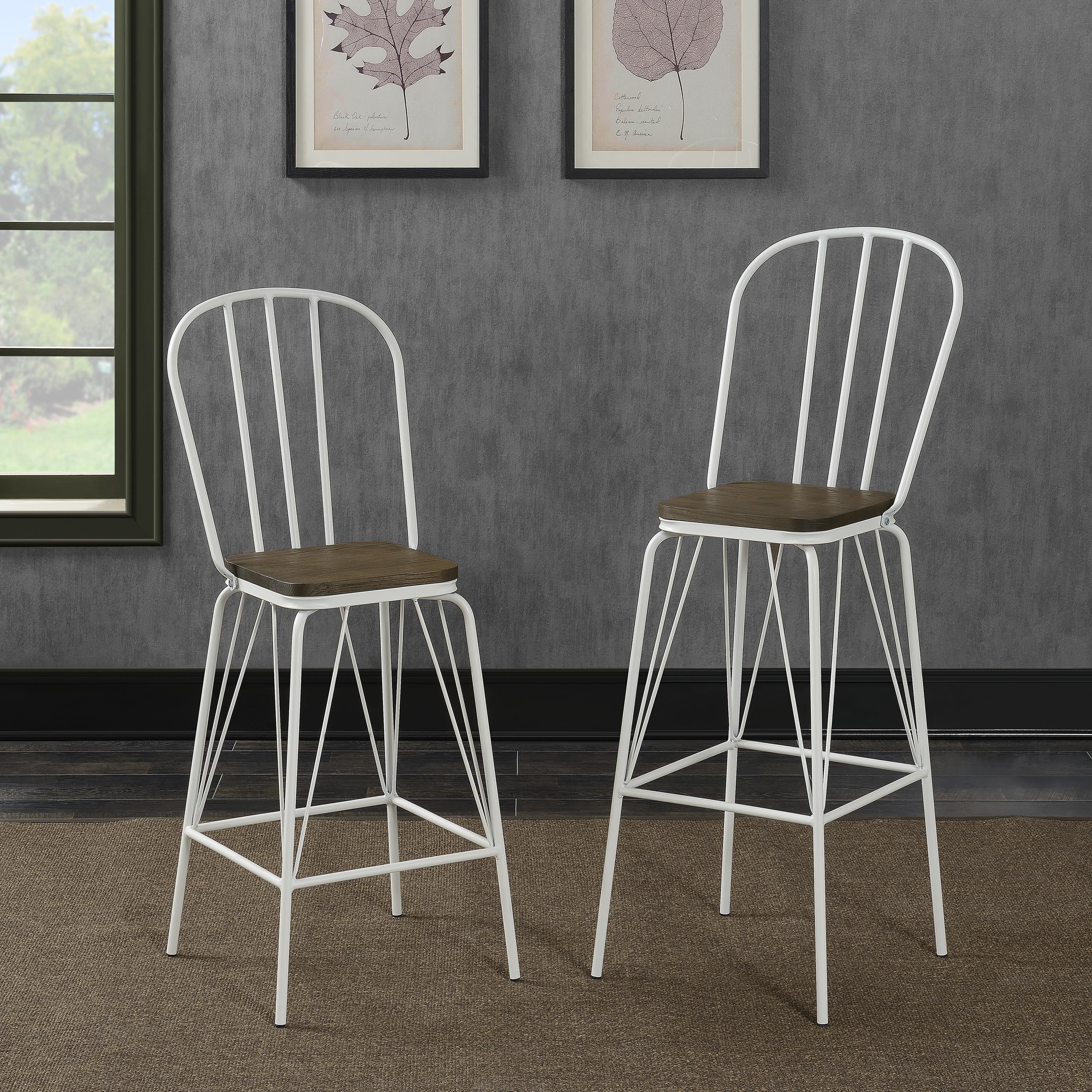 Jack Windsor Back Metal Bar Stools, Set of 2, White - Walmart.com