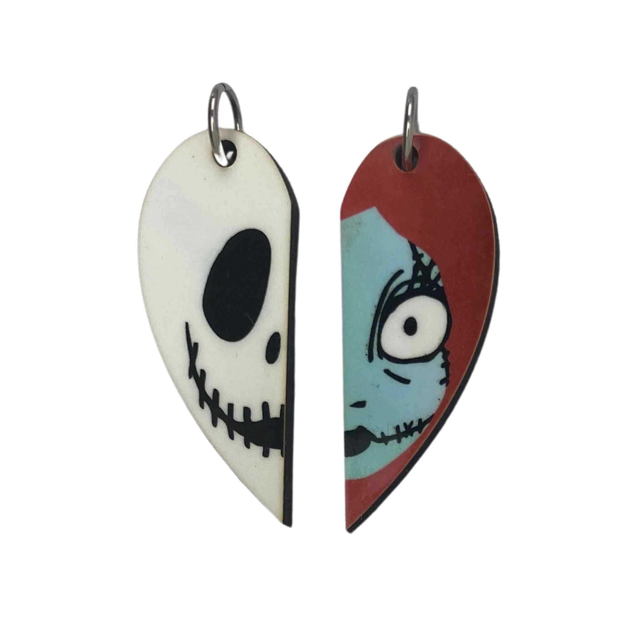 Jack and Sally Skellington Matching Heart Necklaces Keyrings or ...