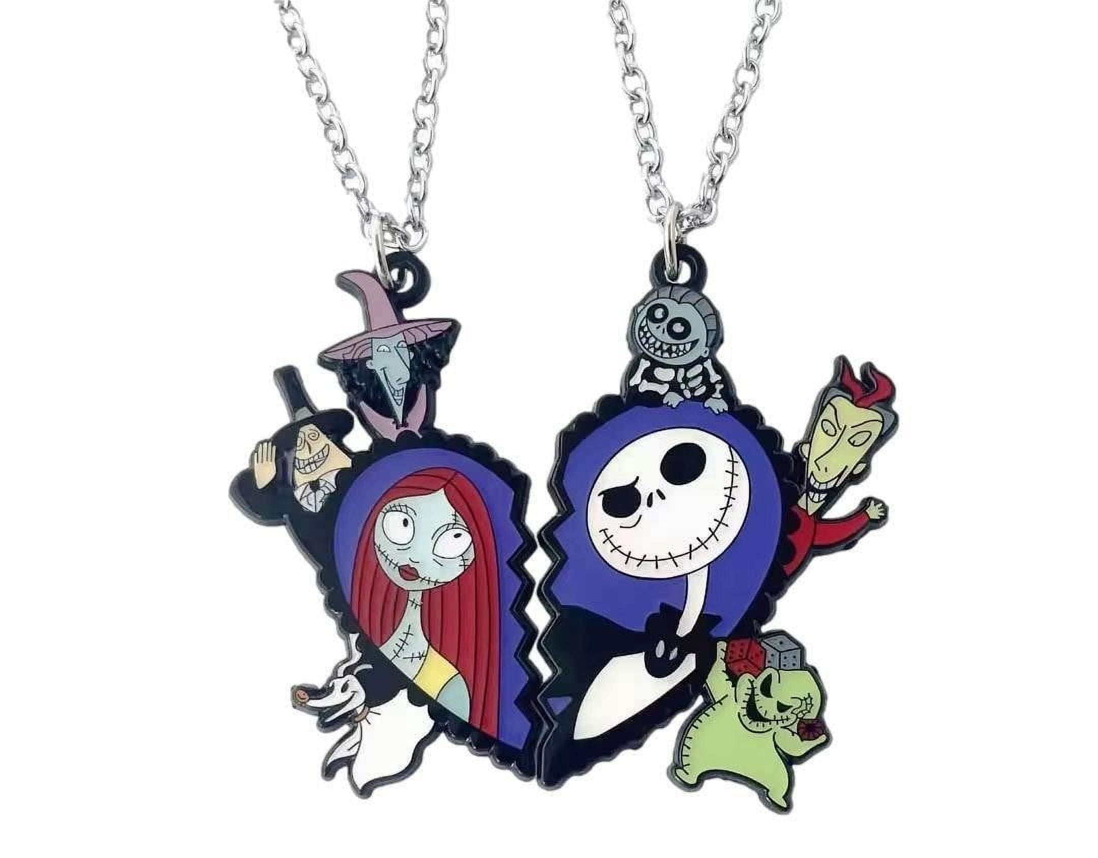 Jack and Sally Split Heart 2 Charm Pendant Necklace Set - Walmart.com