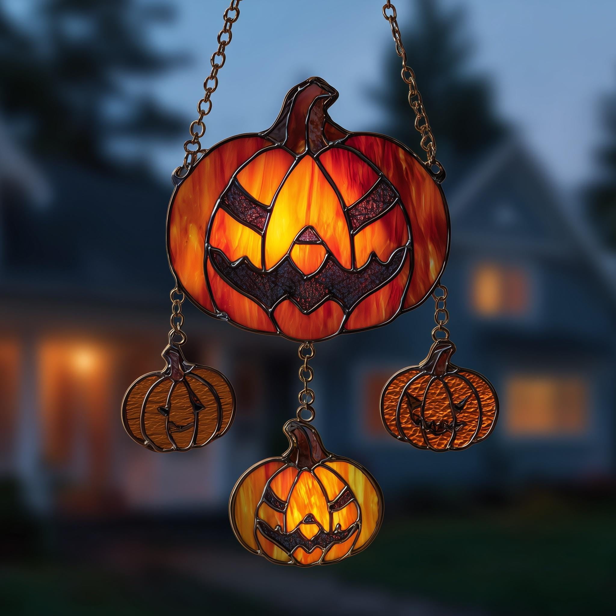 Jack-o'-Lantern Faux Wavy Acrylic Wavy Acrylic Halloween Suncatcher ...
