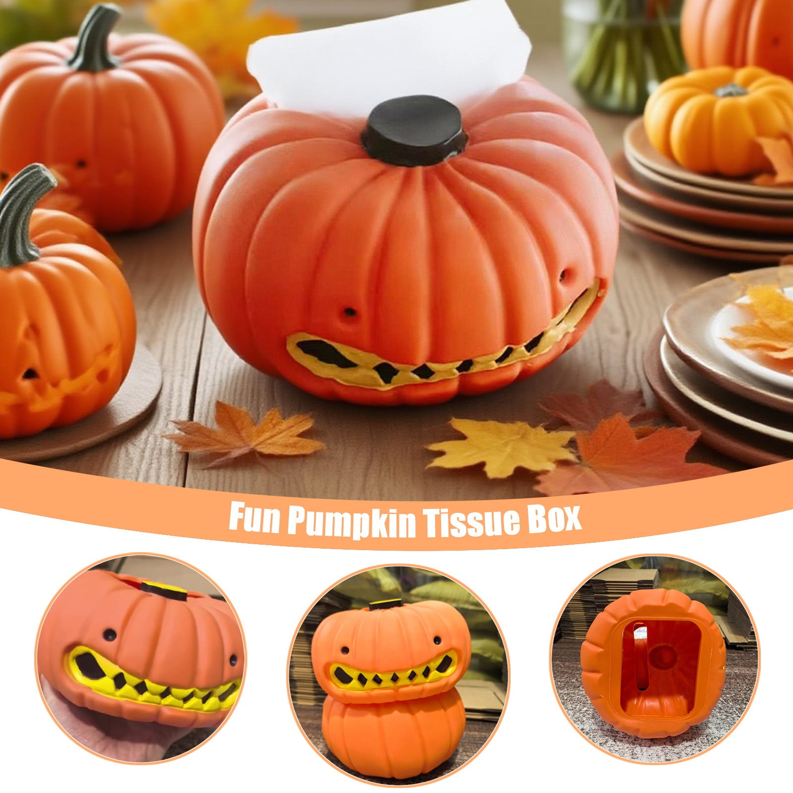 Jack-o'-Lantern Tissue Box Cover, Halloween Pumpkin Container, Funny ...