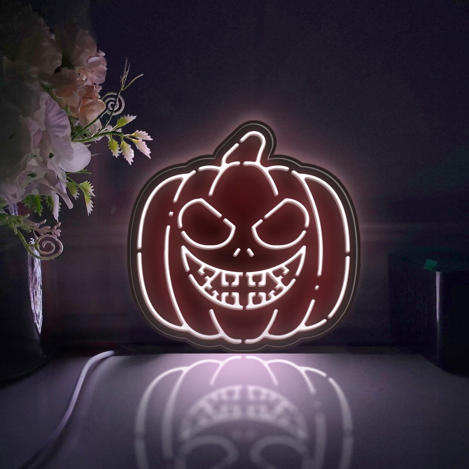 Jack-o-lantern Led Light Box, Dimmable Neon-Like Light Signs USB Power ...