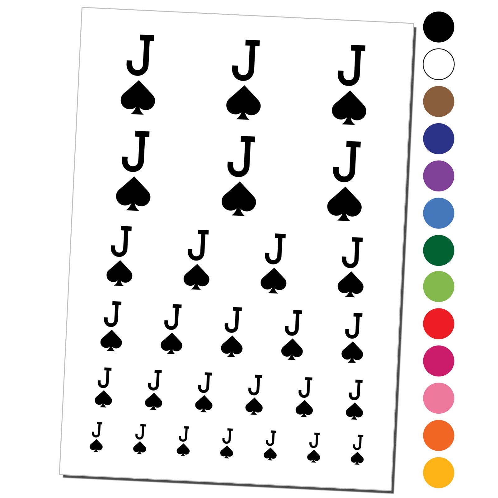 Jack of Spades Card Suit Water Resistant Temporary Tattoo Set Fake Body ...