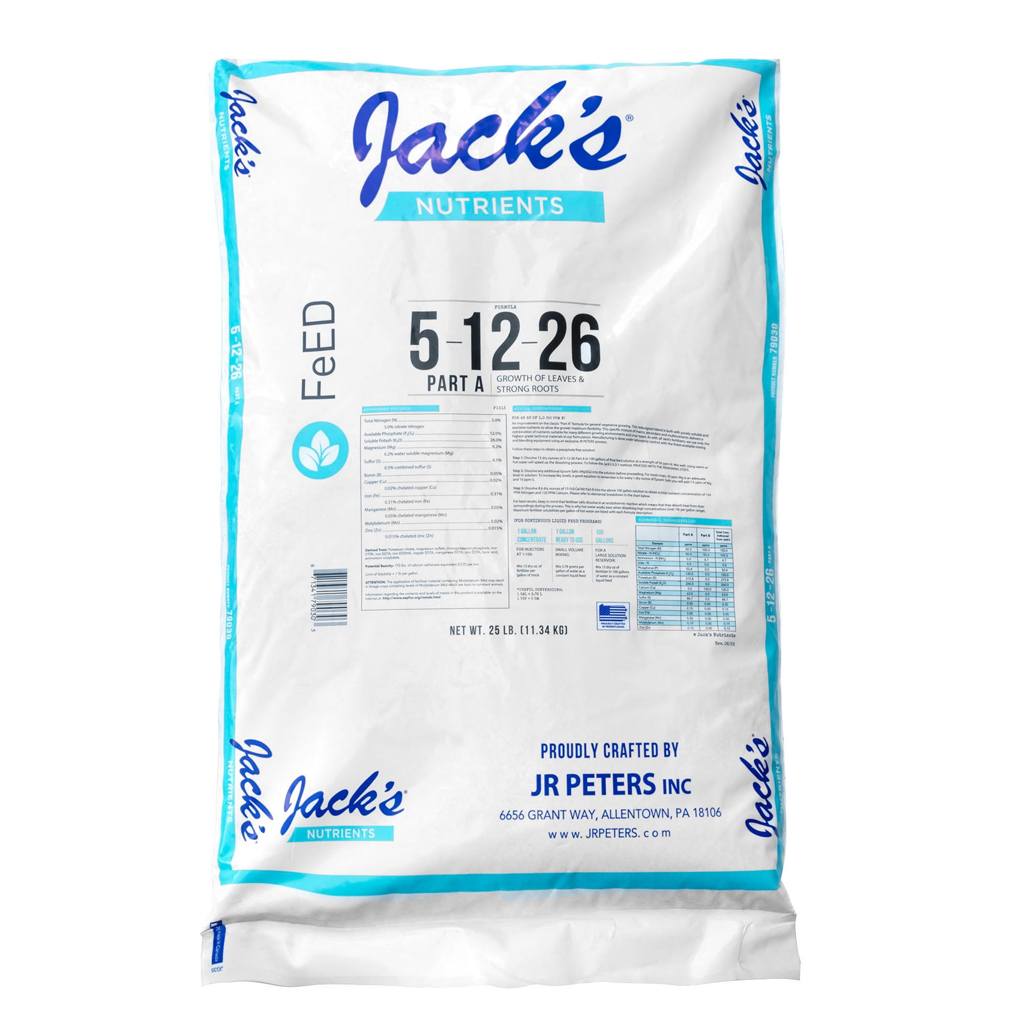 Jack's Fertilizer 5-12-26 Water-Soluble Fertilizer for Hydroponics, 25lbs - Walmart.com