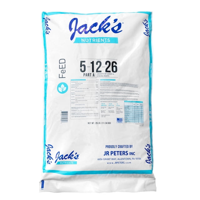 Jacks Hydroponic Nutrients 5-12-26, 25 lb. Professional Fertilizer Part ...