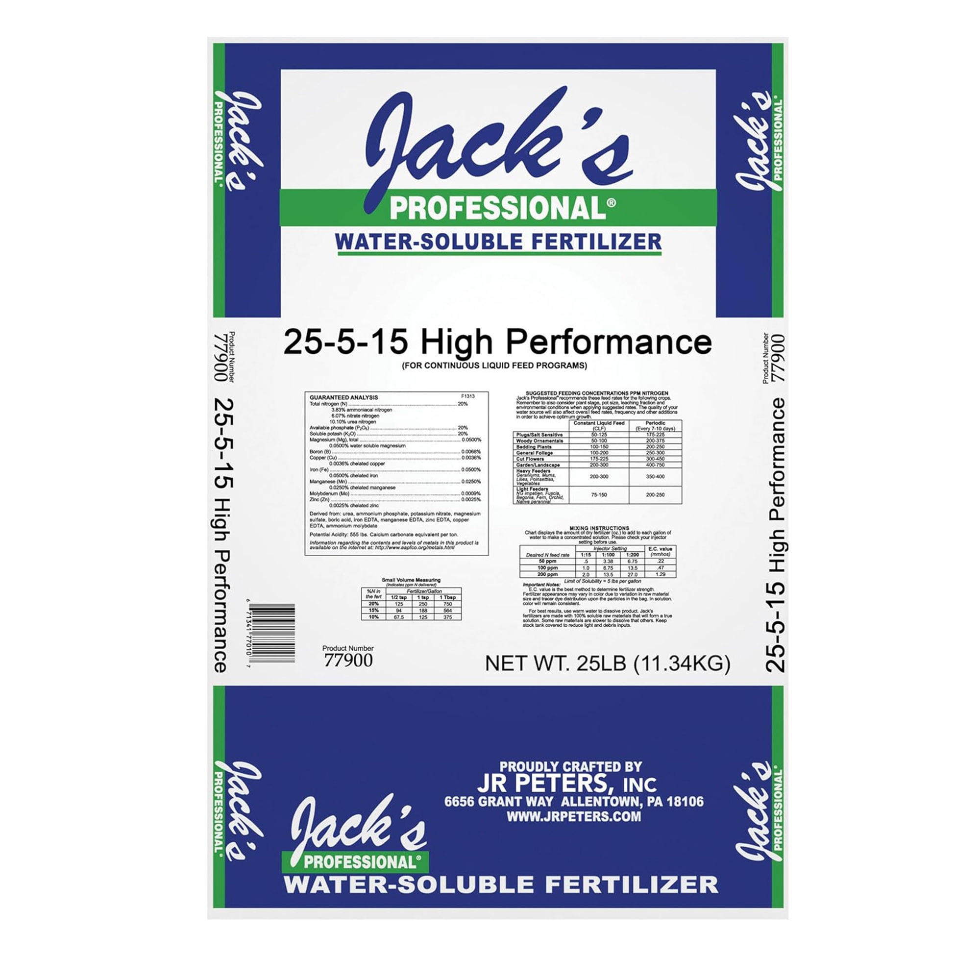 JR Peters Jack's Professional High Performance Fertilizer, 25-5-15 ...