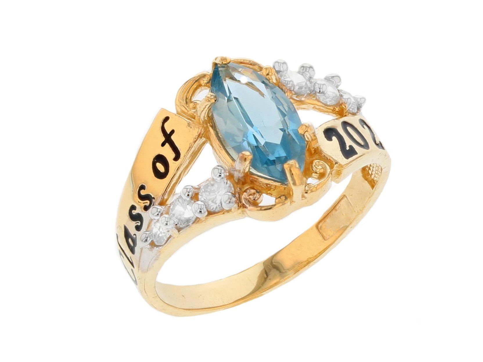 JackAni 10k Gold Simulated Aquamarine March Birthstone 2025 Class ...