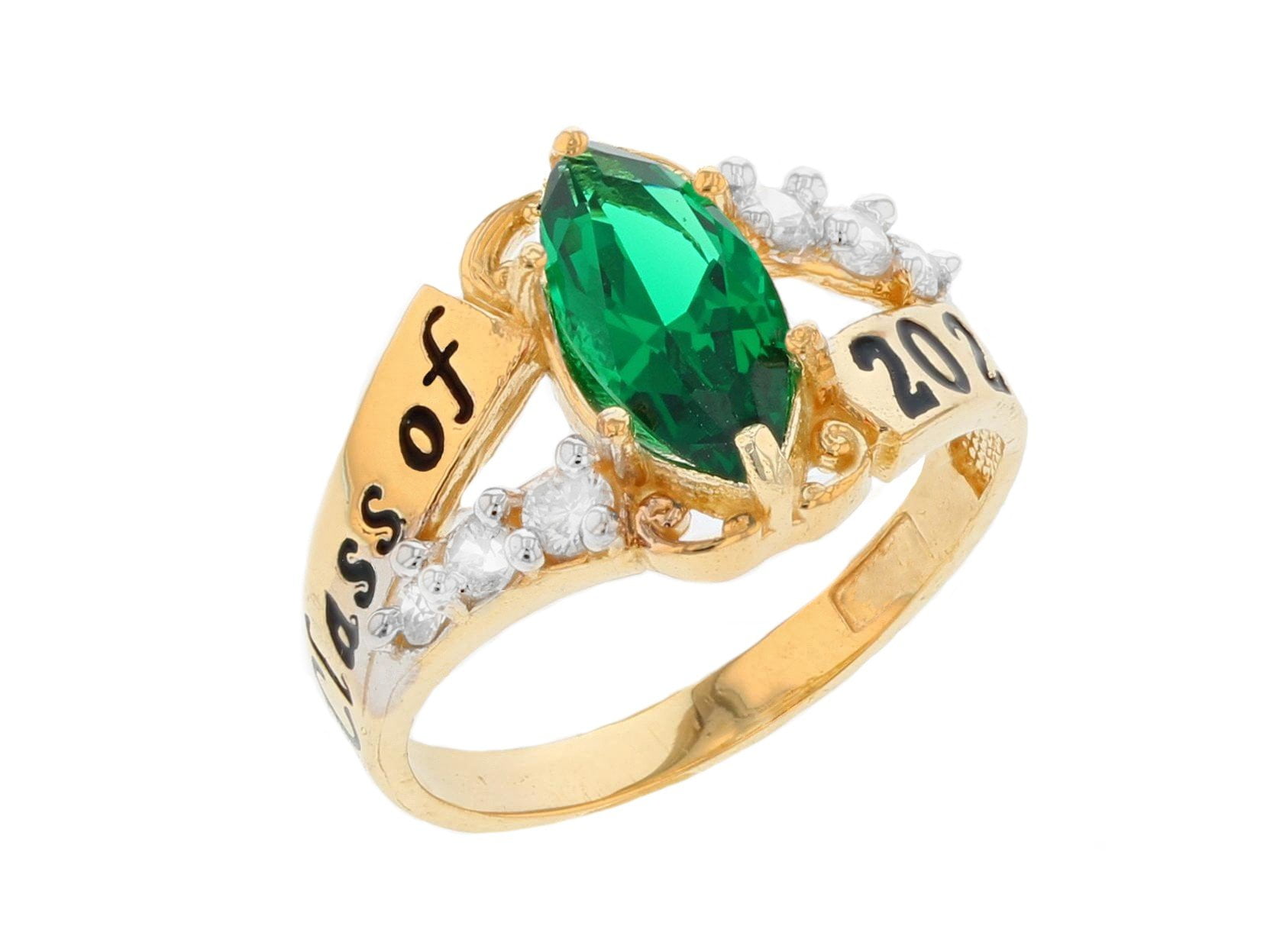 JackAni 10k Gold Simulated Emerald May Birthstone 2025 Class Graduation ...