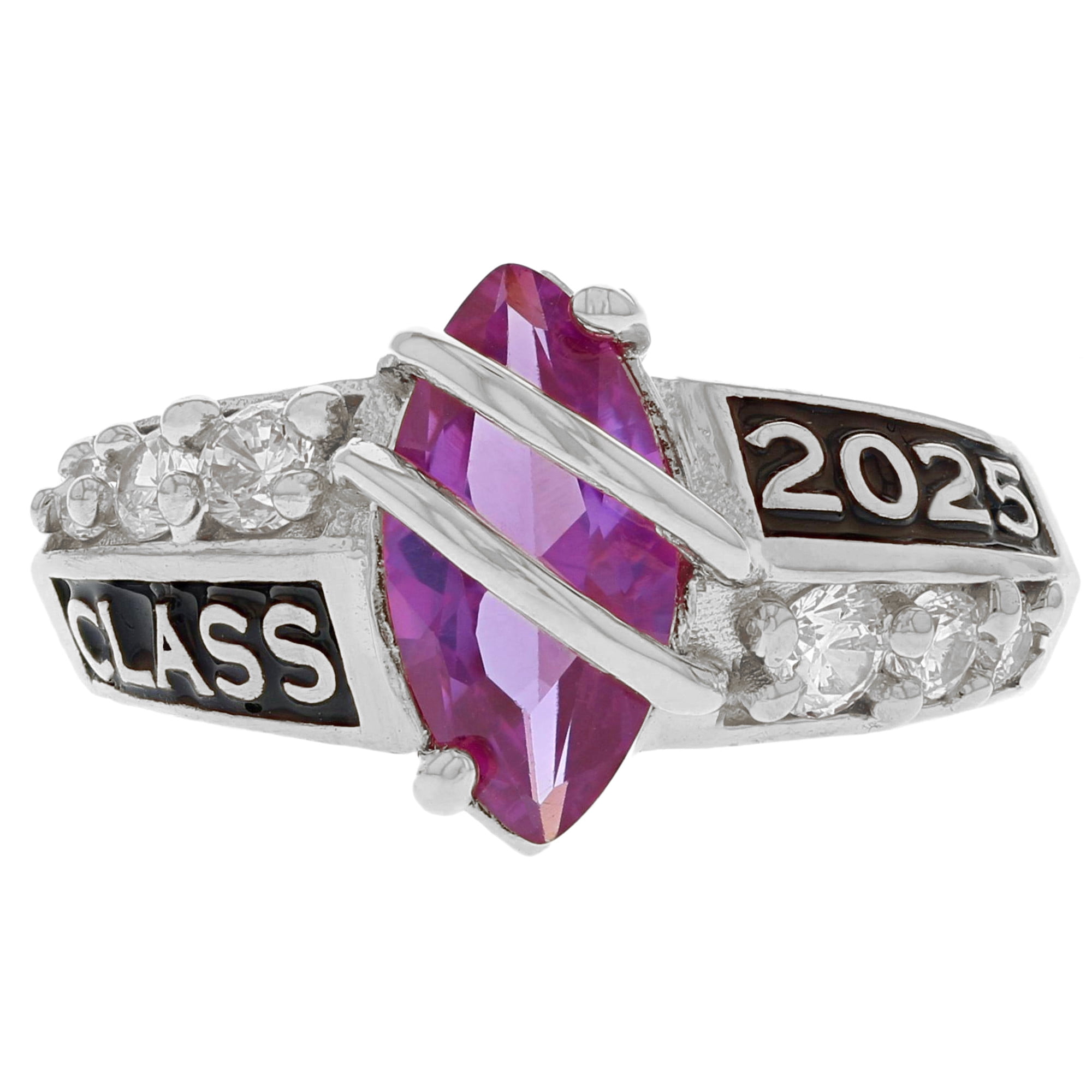 JackAni 10k White Gold Simulated Alexandrite June Birthstone 2025 Class Graduation Ring - Size 5 ...